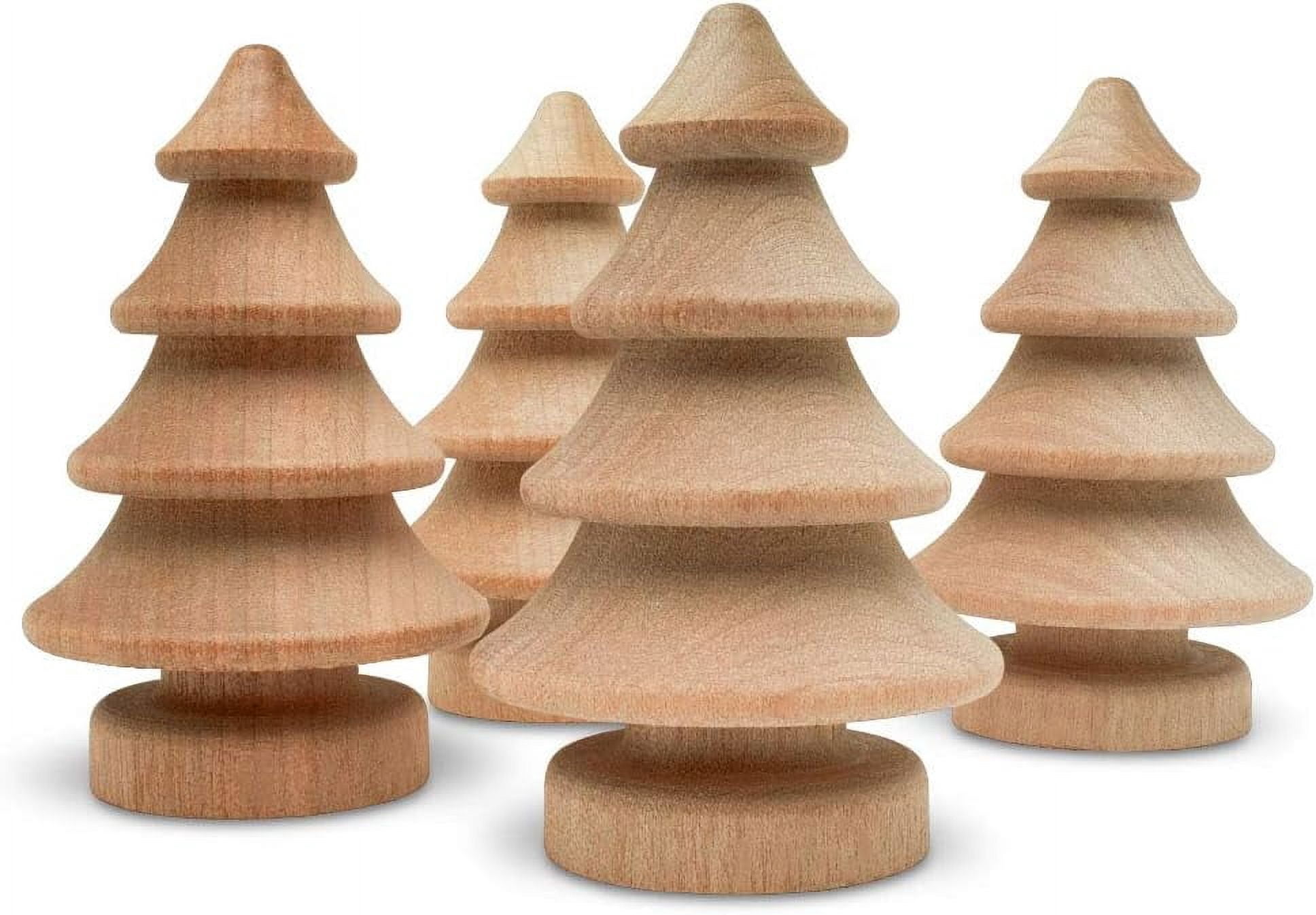Mini Wooden Christmas Tree 2-3/4 inch, Pack of 25 Unfinished Wood ...
