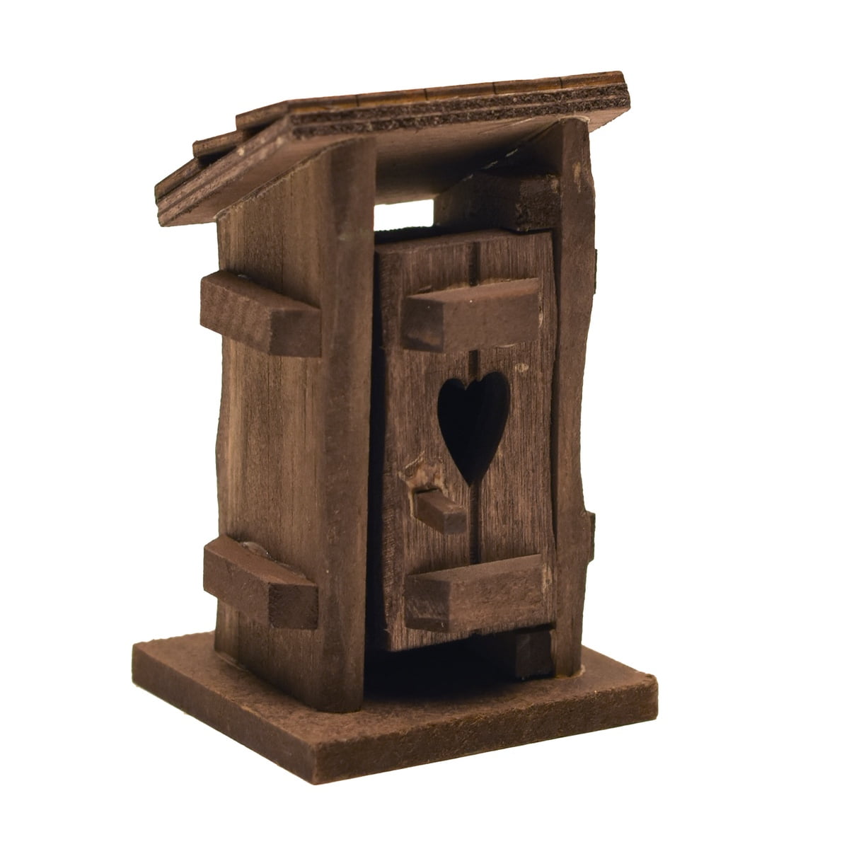 Mini Wooden Outhouse w/Heart Door Miniature Outdoor Fairy Garden ...