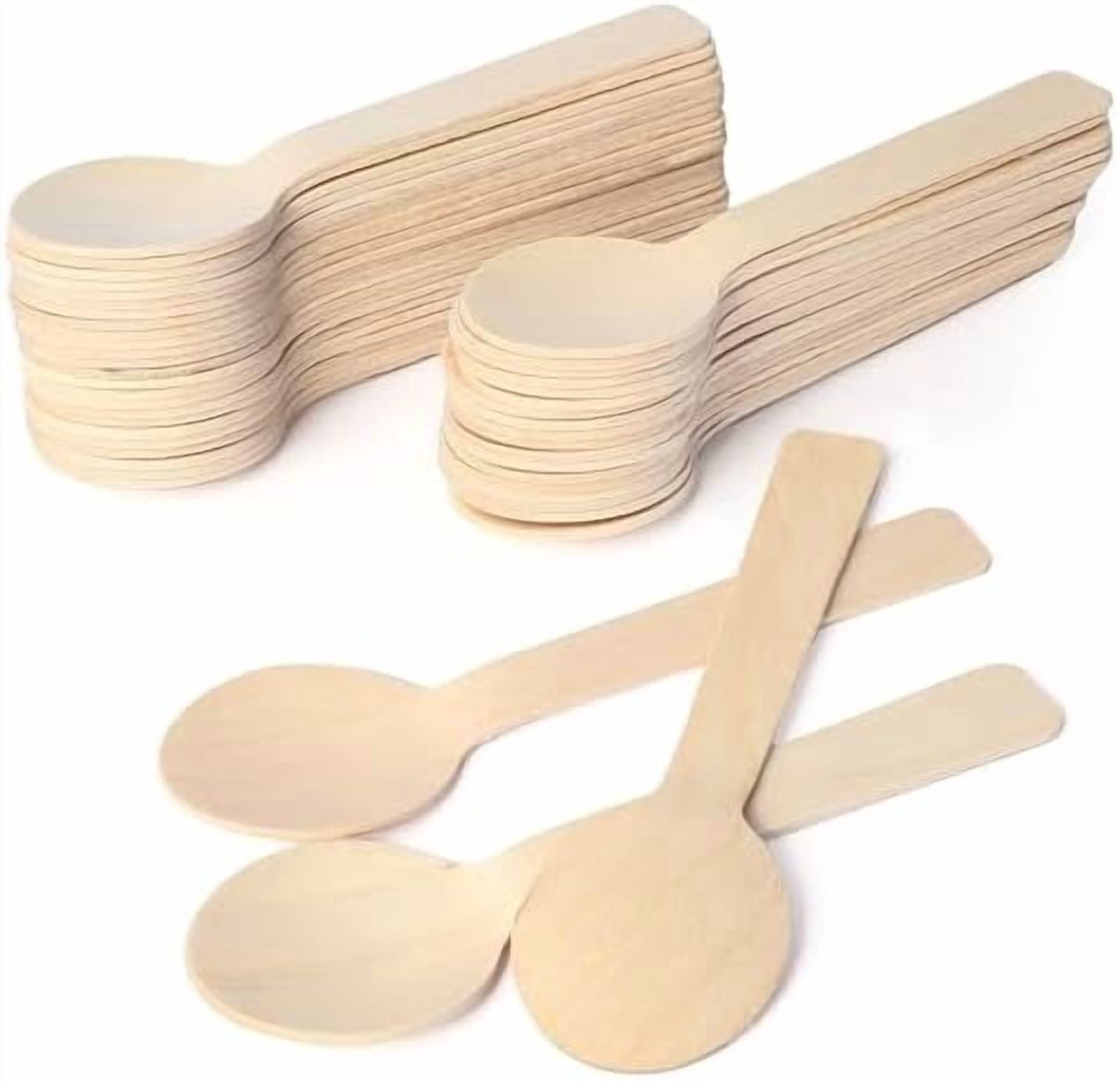 Mini Wooden Spoons, Pack of 100, 4 inch Length, Disposable Tasting ...