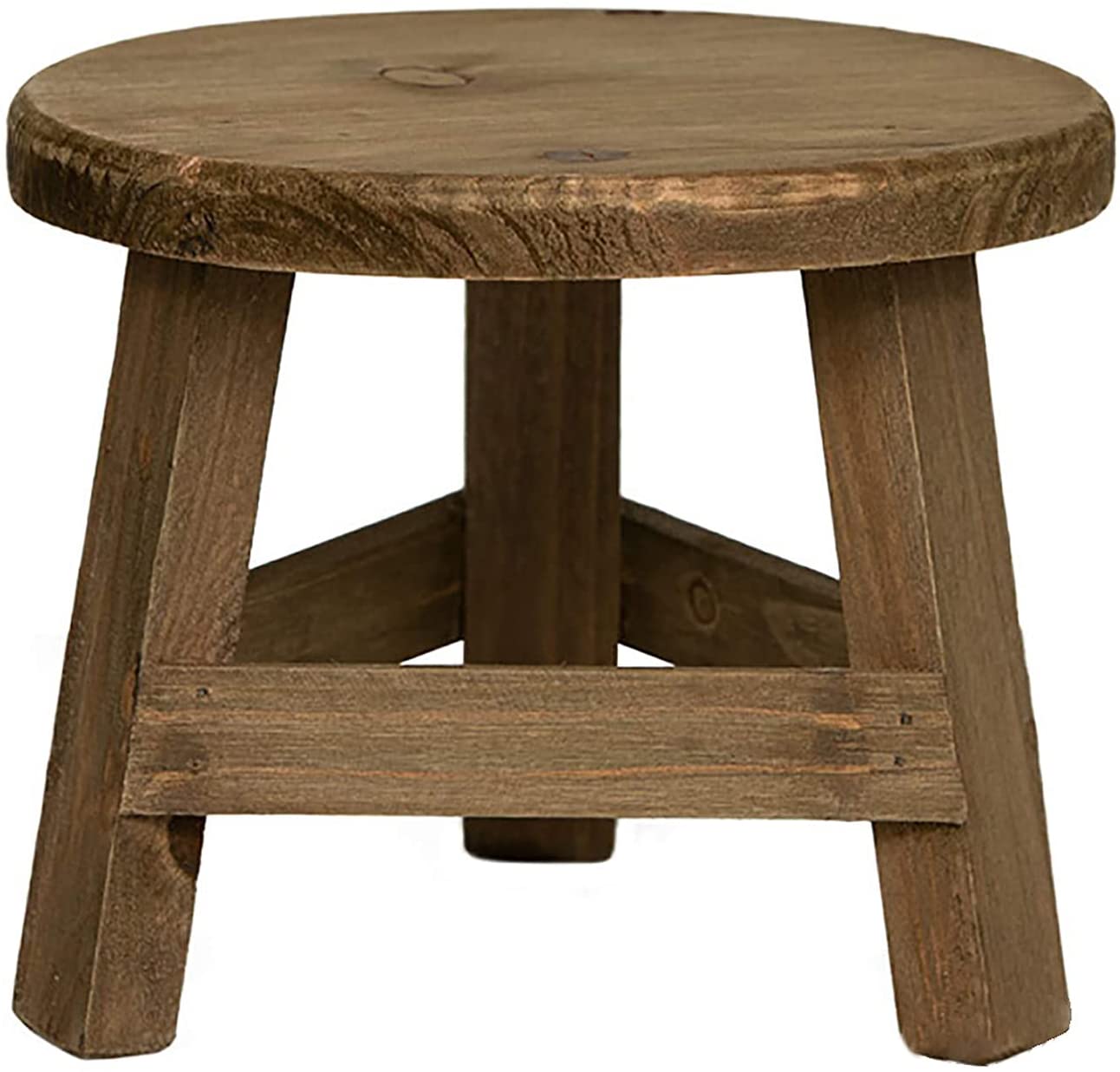 Mini Wooden Stool Display Stand, 6in Decorative Round Wood Pedestal ...