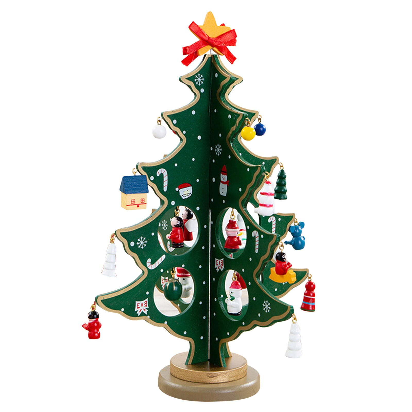 Mini Wooden Tabletop 5-Layer Christmas Tree Toy Set Countdown Advent ...
