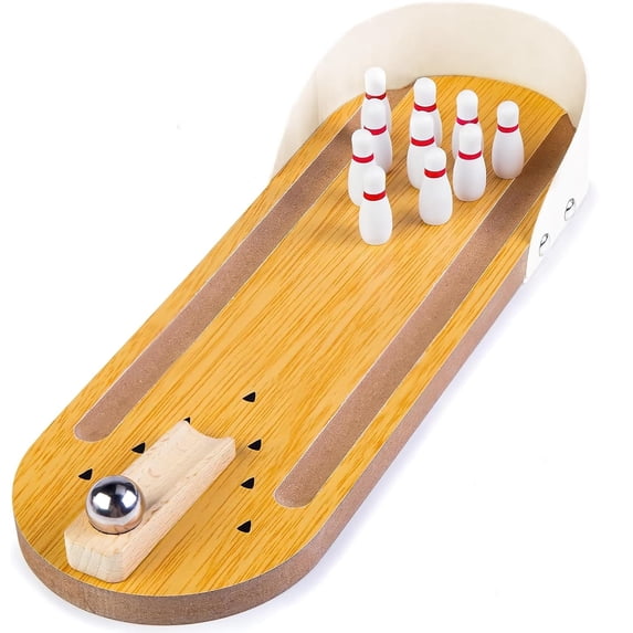 Honghai, Mini Wooden Tabletop Bowling Game, 11.6x3.9 inches, Desk Toy ...