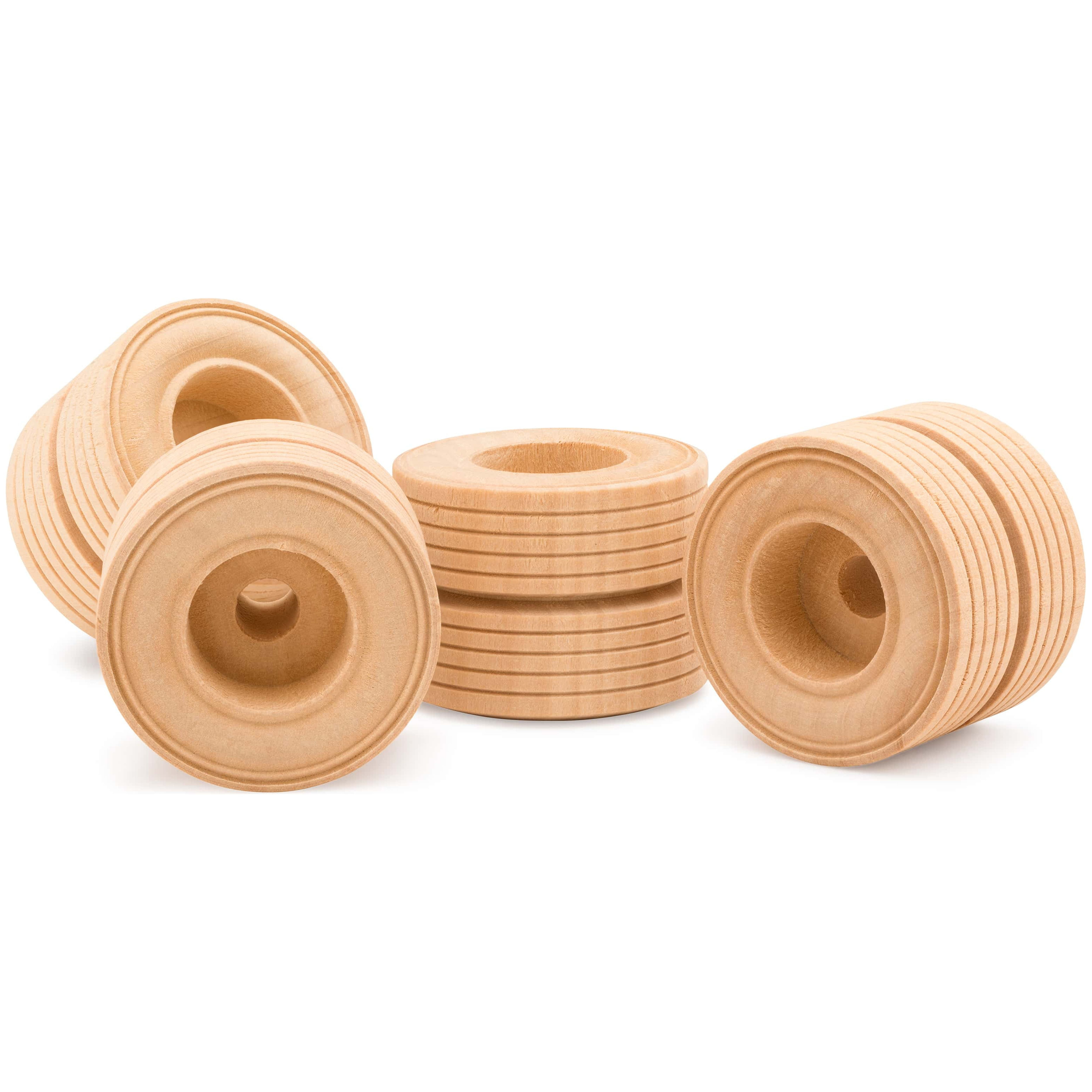 Mini Wooden Wheels, 1-1/2 Inch Thick Dual Treaded Wheel, 2 inch ...