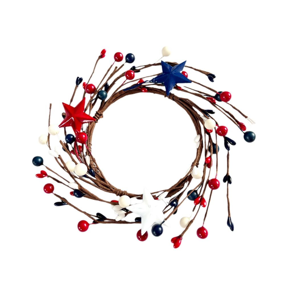 Mini Wreath Red White & Blue Star Mixed Berries & Pip Berry Candle ...