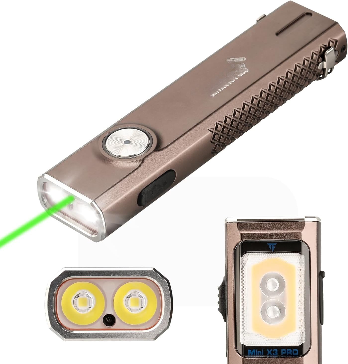 Mini X3-PRO Flat EDC Flashlight with White Light, Flood Light, UV ...