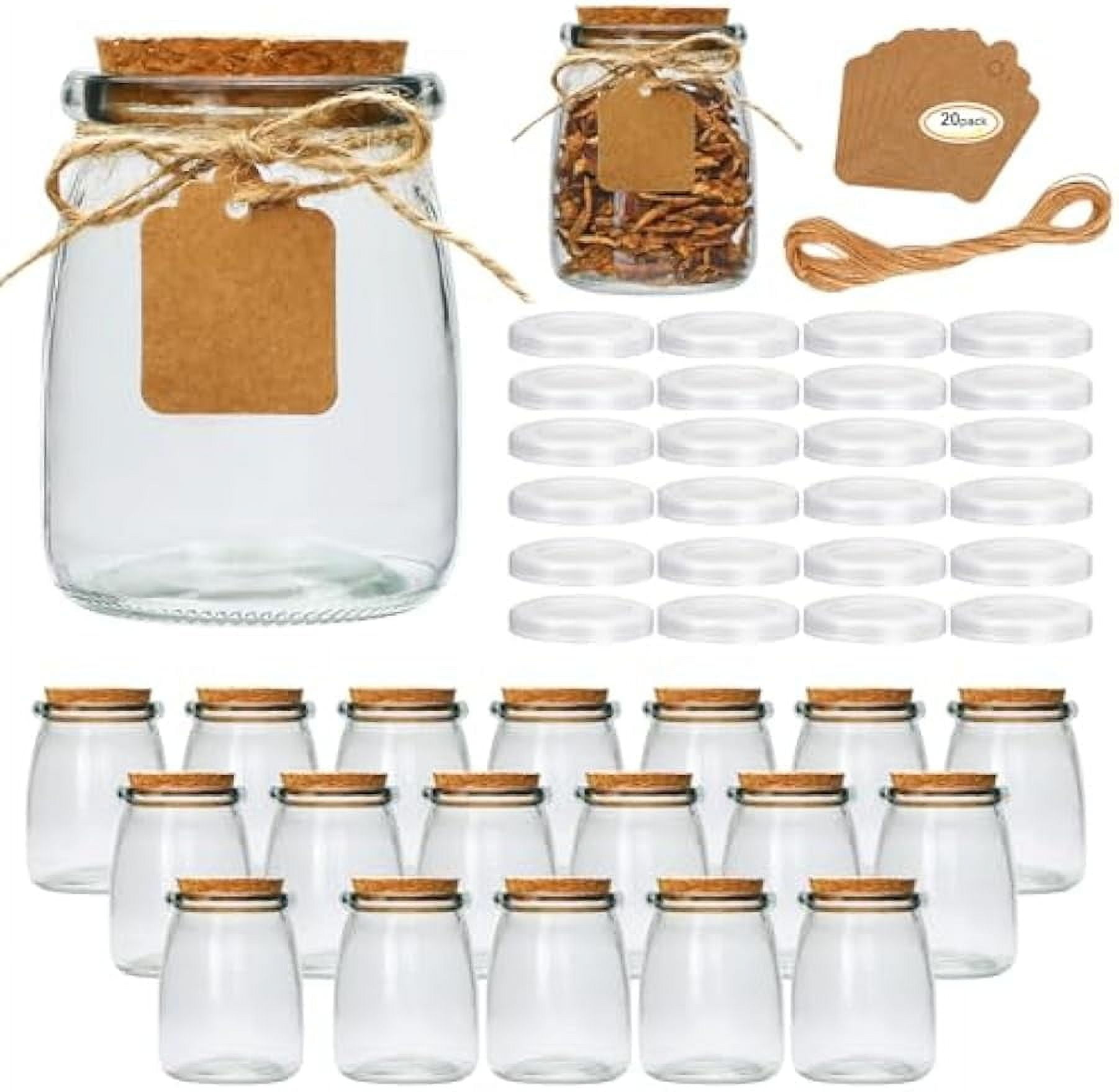 Mini Yogurt Jars 30 Pack, 7 Ounces Glass Gift Jars with Cork Lids ...