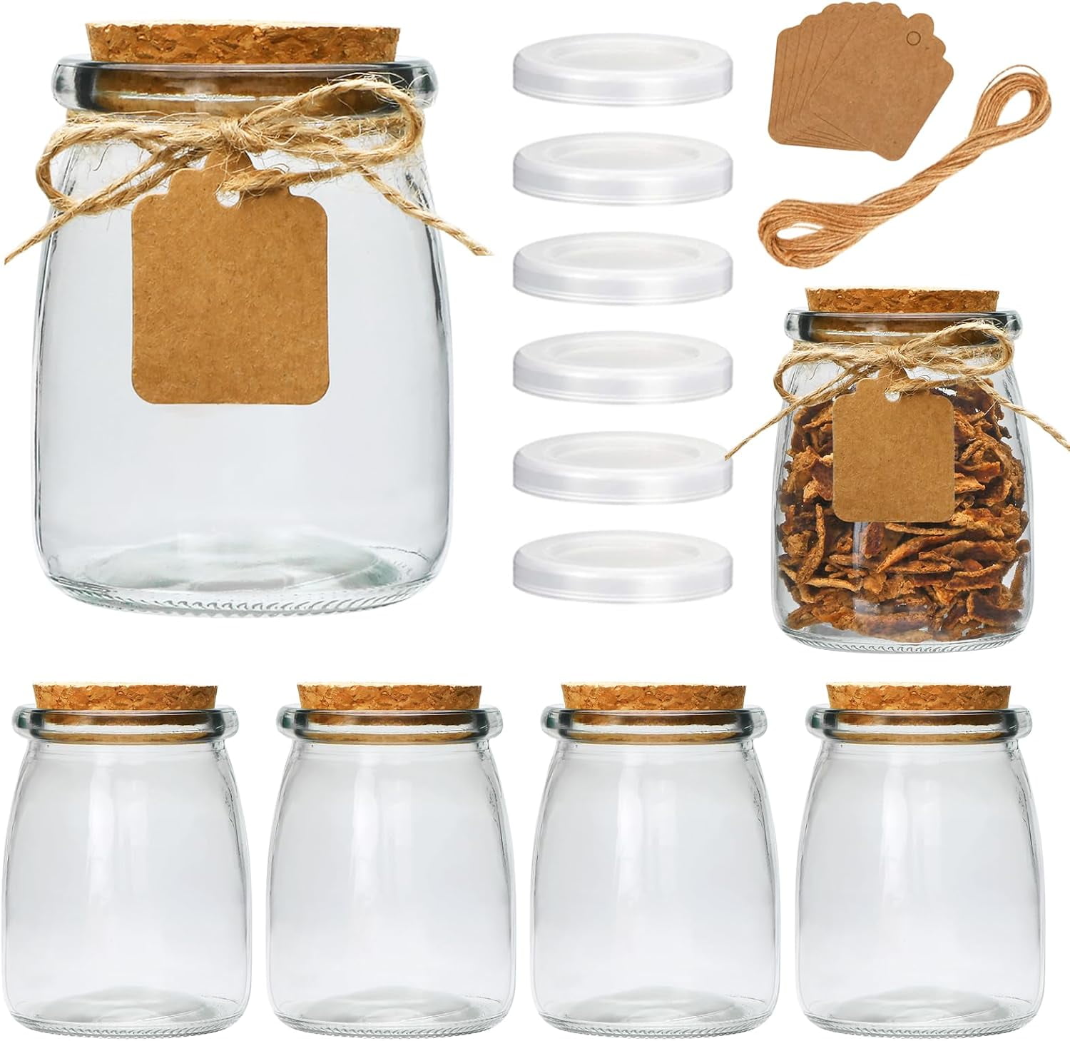 Mini Yogurt Jars 6 Pack 7 oz Glass Pudding Containers with Cork Lids ...