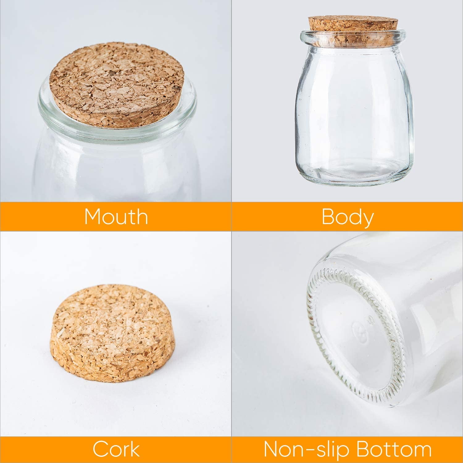 Mini Yogurt Jars 7 oz, 30-Pack Glass Favor Jars with Cork Lids, Pudding ...