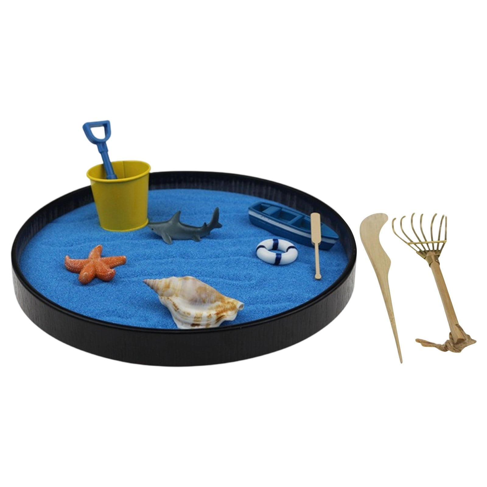 Mini Zen Garden Sea Life, Round Tray Decor Desktop Sandbox for Kids ...