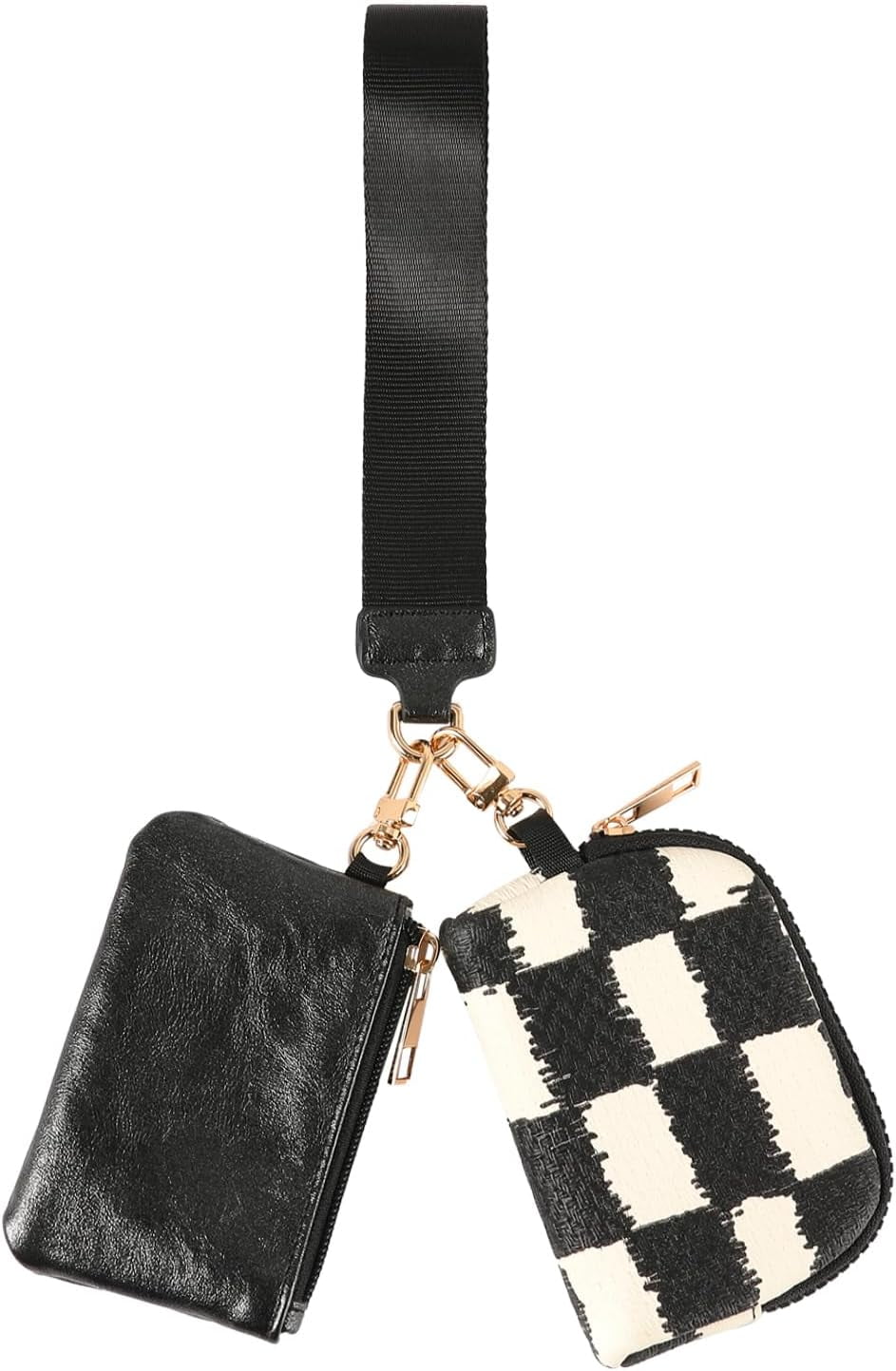 Mini Zip Around Wristlet Wallet for Women - Dual Pouch Keychain Coin ...