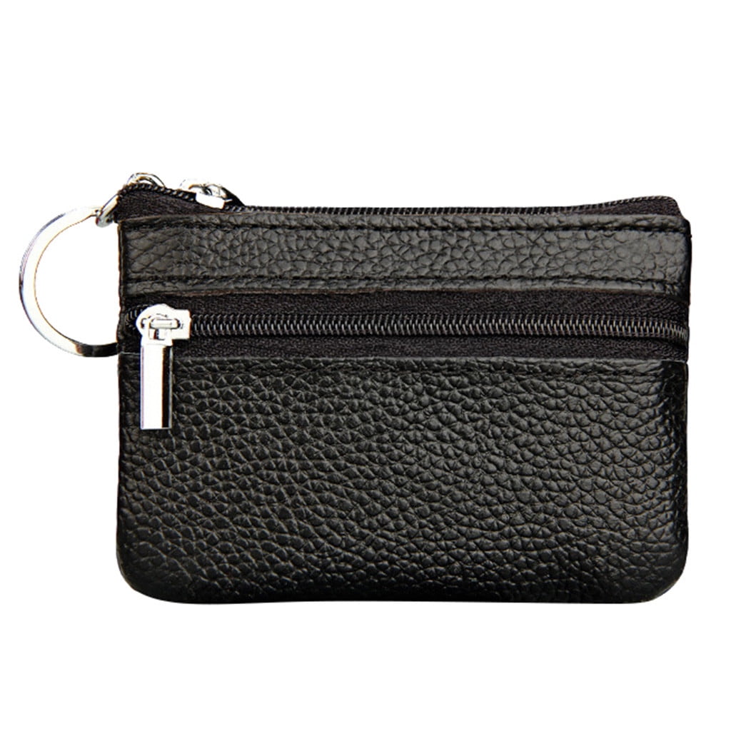 Mini Zip Keychain Wristlet Wallets Leather Key Chain Pouch Small Change ...