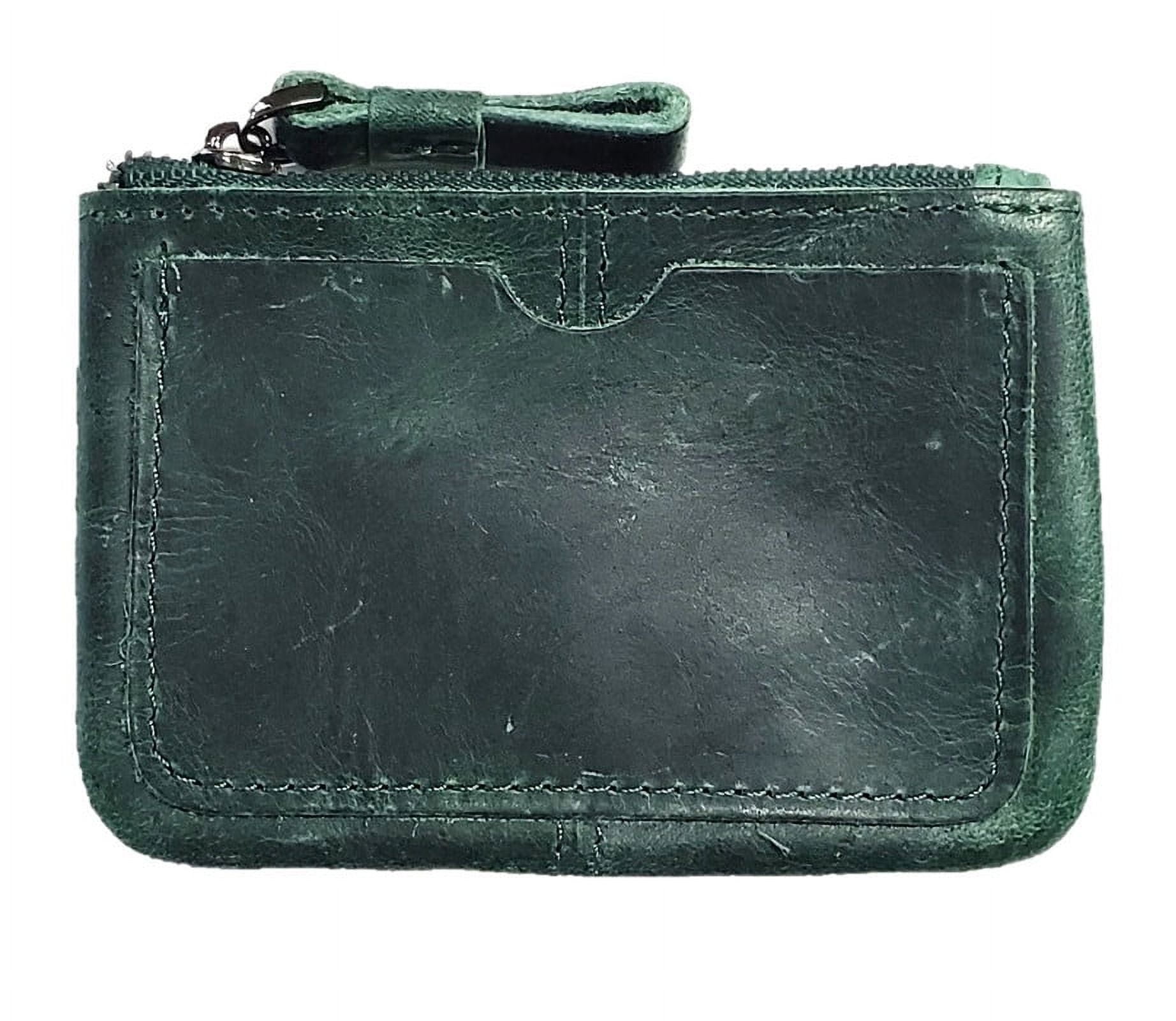 Mini Zipped Pouch Wallet with Top Grain Genuine Cow Leather, Retro ...