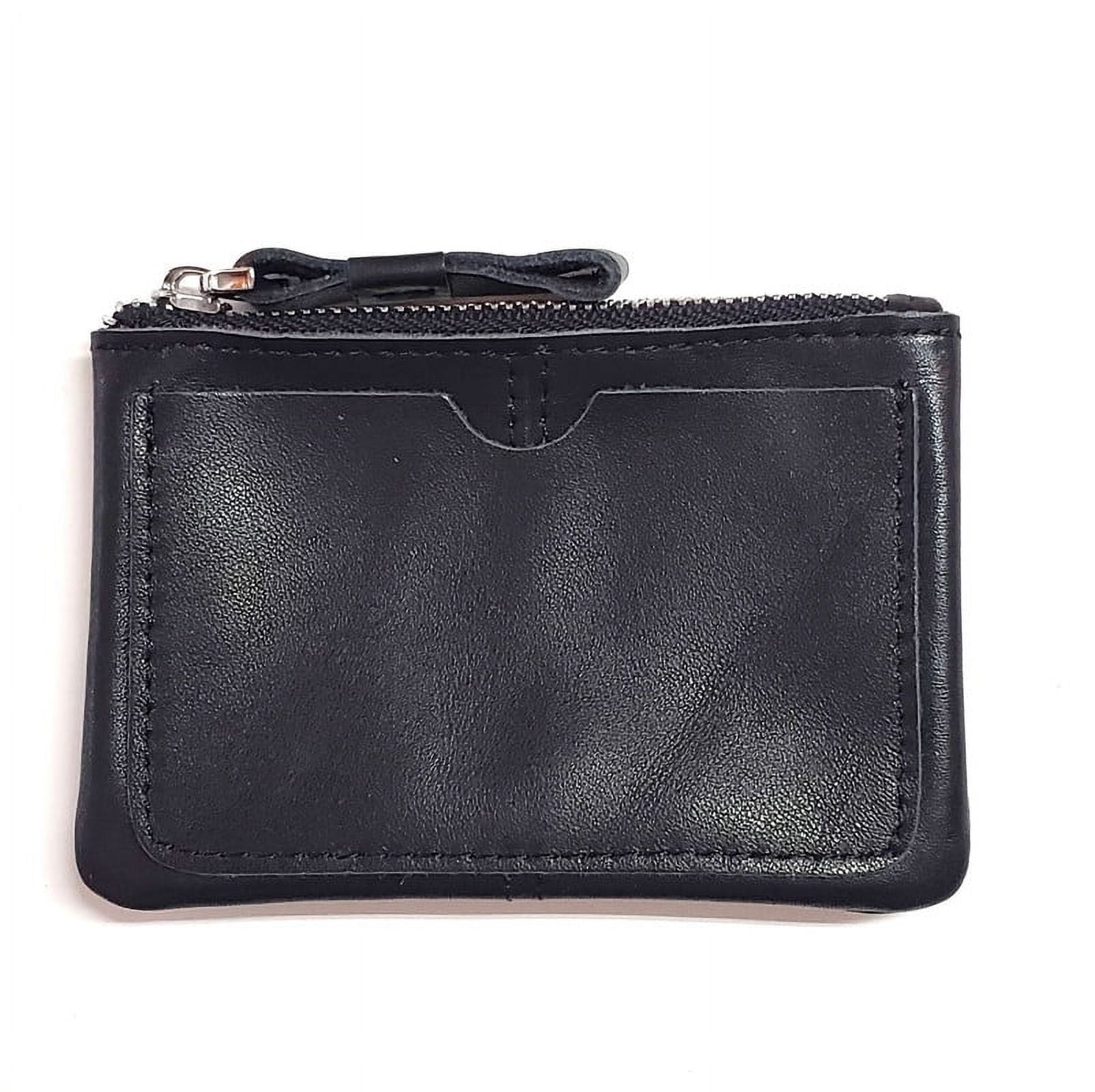 Mini Zipped Pouch Wallet with Top Grain Genuine Cow Leather, Retro ...