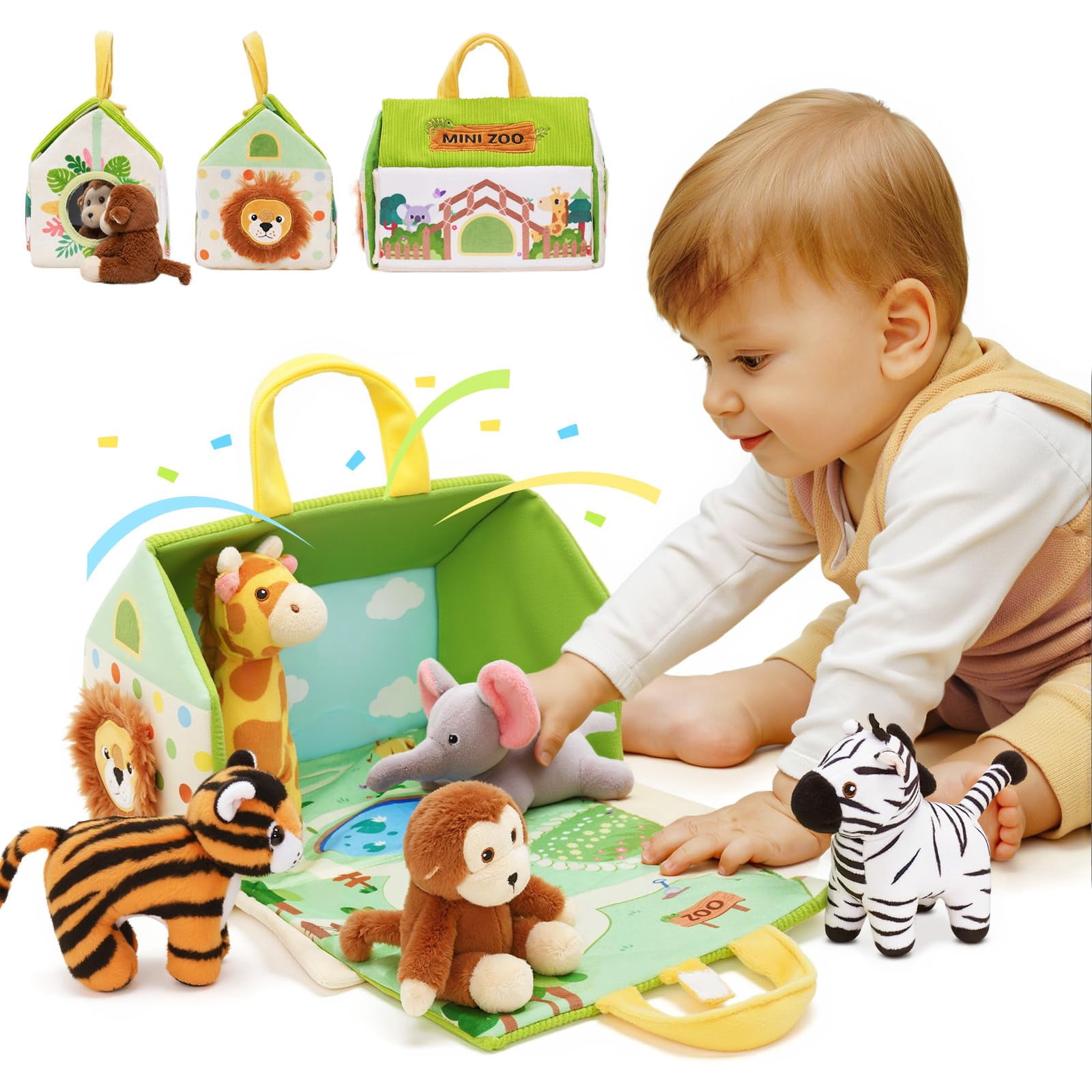 Mini Zoo Stuffed Animals Set - Interactive Plush Toys For Babies ...