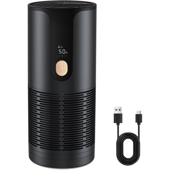 Mini car air purifier with true 3-layer filtration, 15 ultra-quiet and ...
