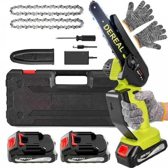 Mini chainsaw, equipped with adjustable chain, safety lock, splash ...