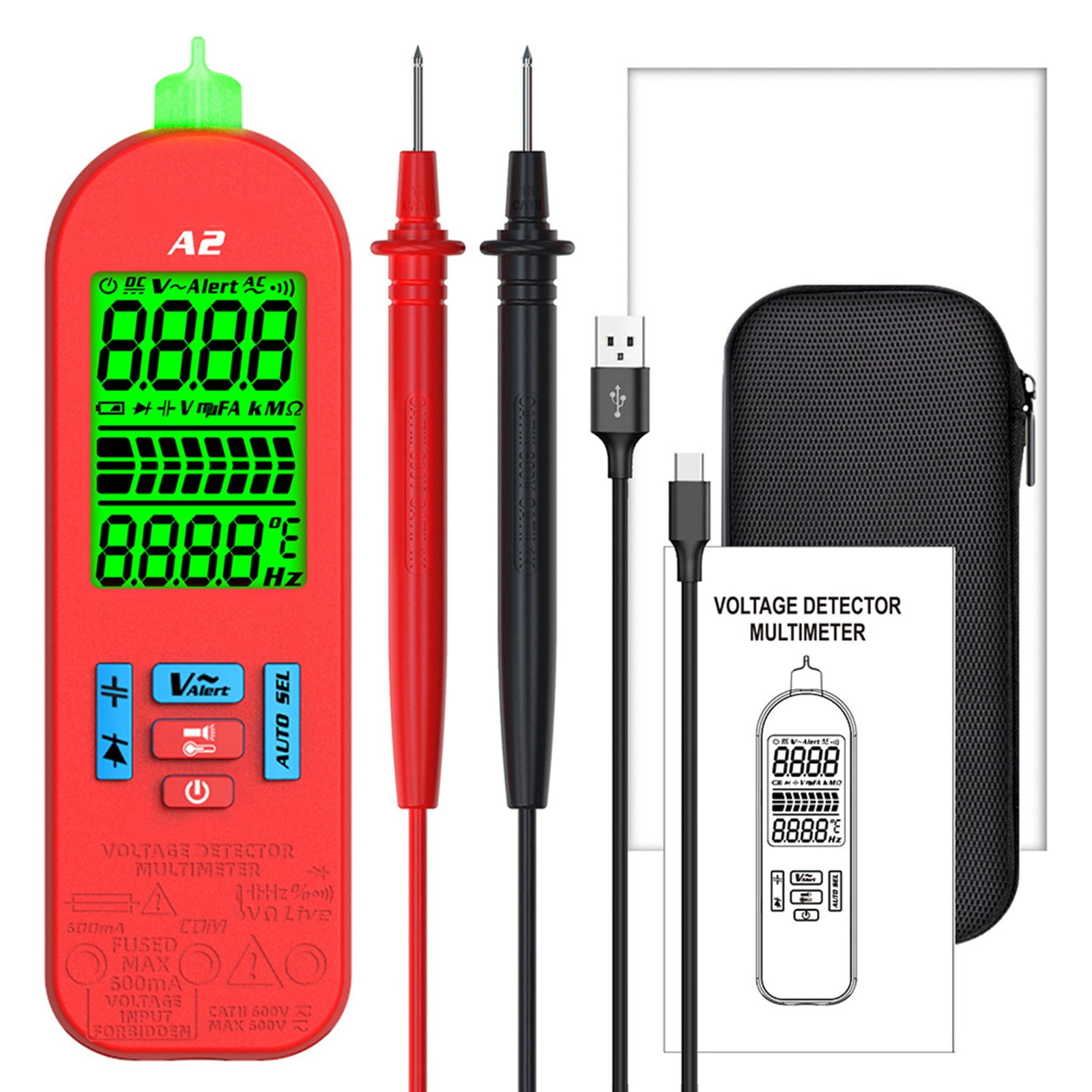 Mini digital pen multimeter automatic range for A2 rechargeable test ...