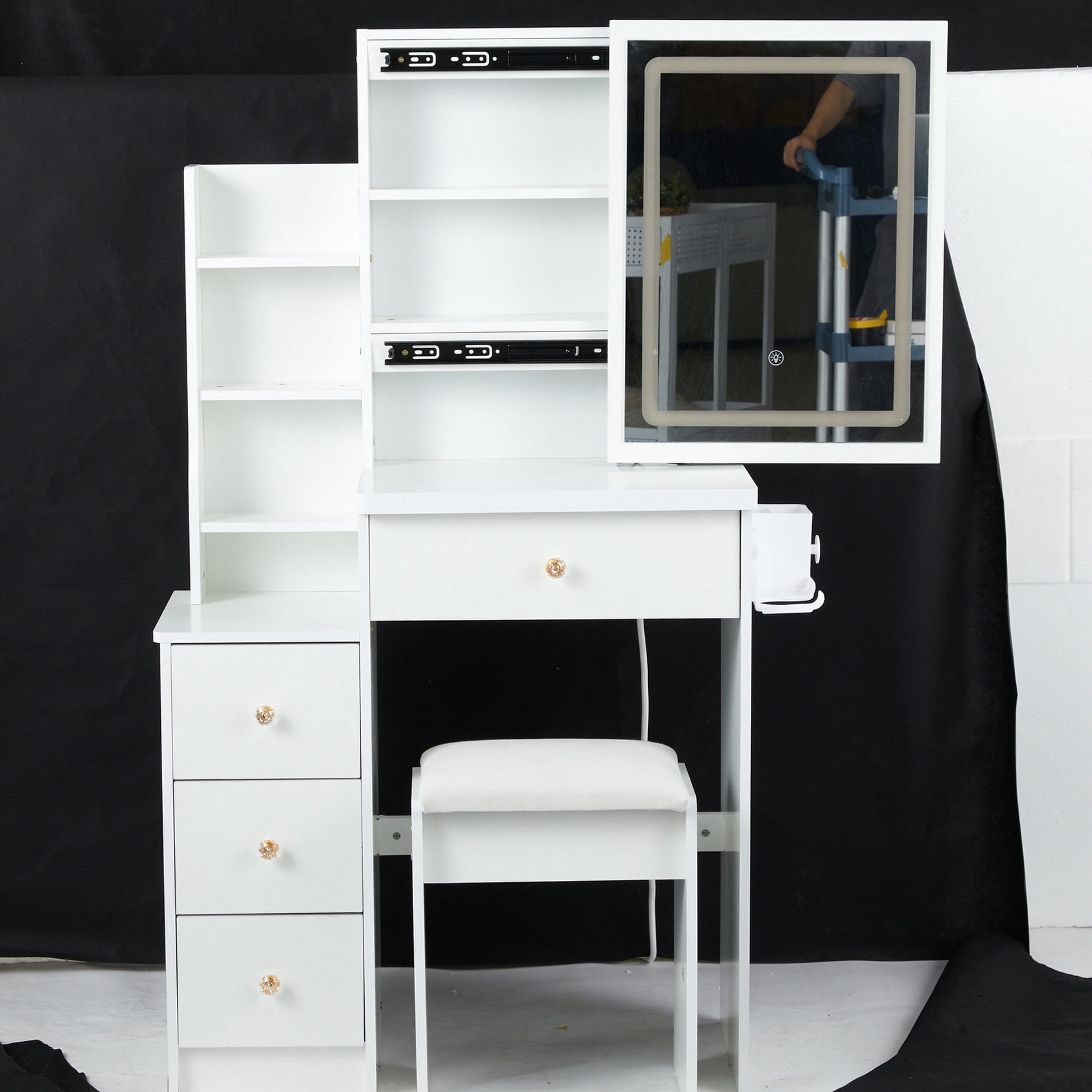 Mini dressing table with touch - switch mirror light / Suitable for ...