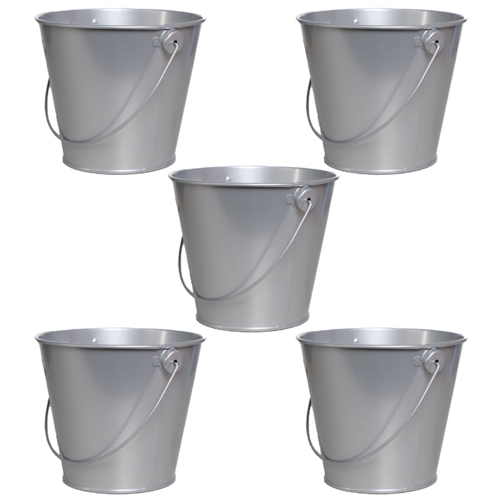 Mini iron bucket tin bucket creative succulent pot large - silver ...