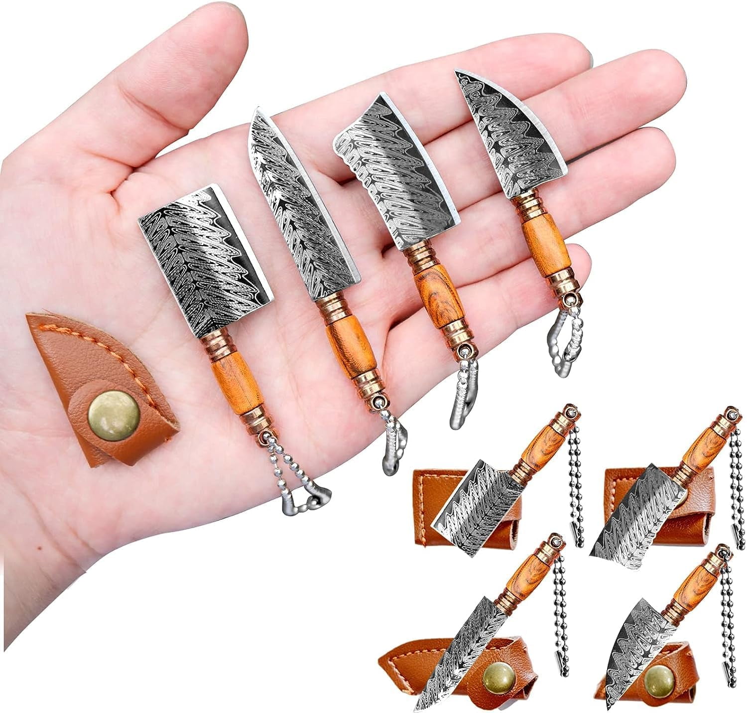 Mini knife Set, Mini Pocket knife Set, Tiny knife Chef Keychain with ...