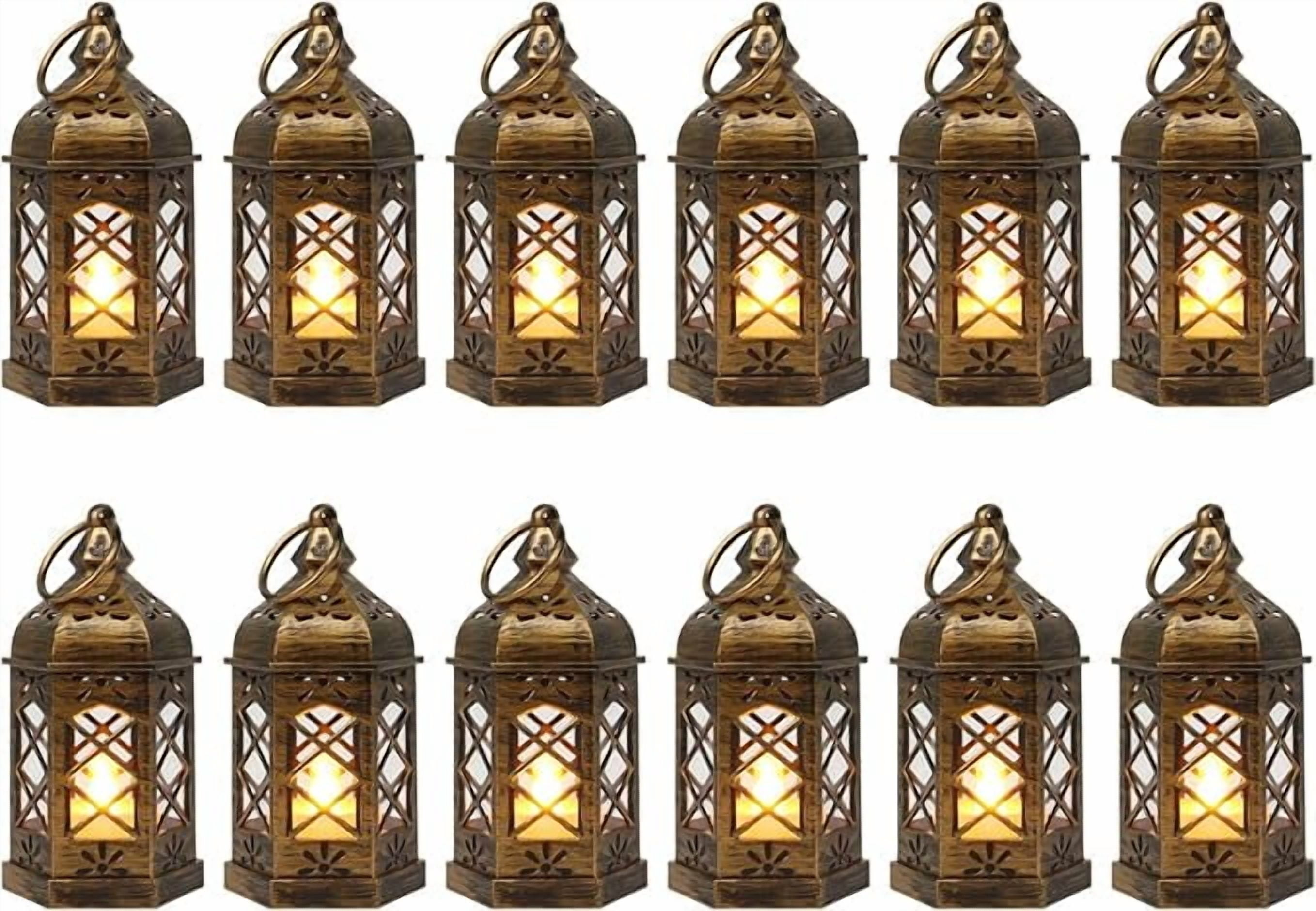 Mini lantern with flashing LED candles, 12 small candle lantern ...