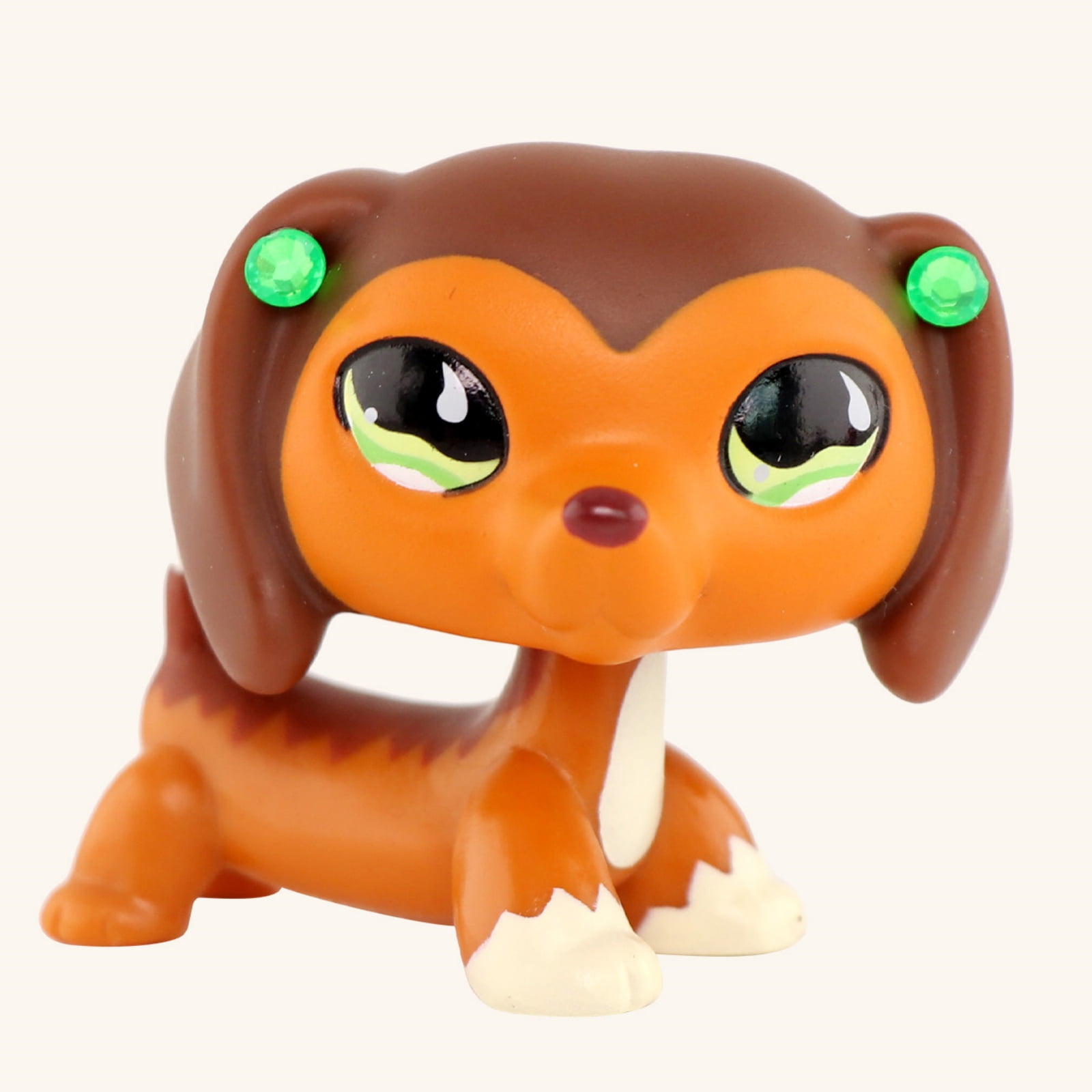 Mini lps shop Orange Dachshund #675 Cute Dog lps Pets Green Eyes ...
