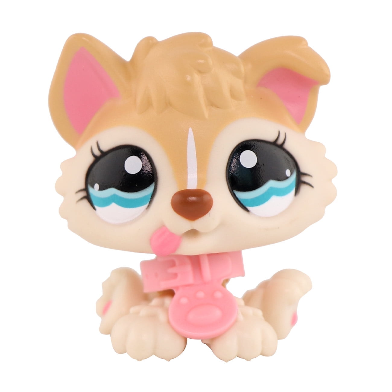 Mini lps shop Yellow Baby Husky Puppy #1013 with Cute Collar Kids Play ...