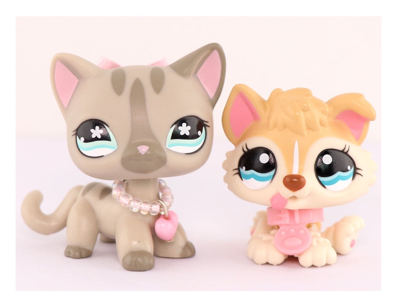 2pcs Mini lps shop Short Hair Cat #468 Baby Husky #1013 with Pink ...