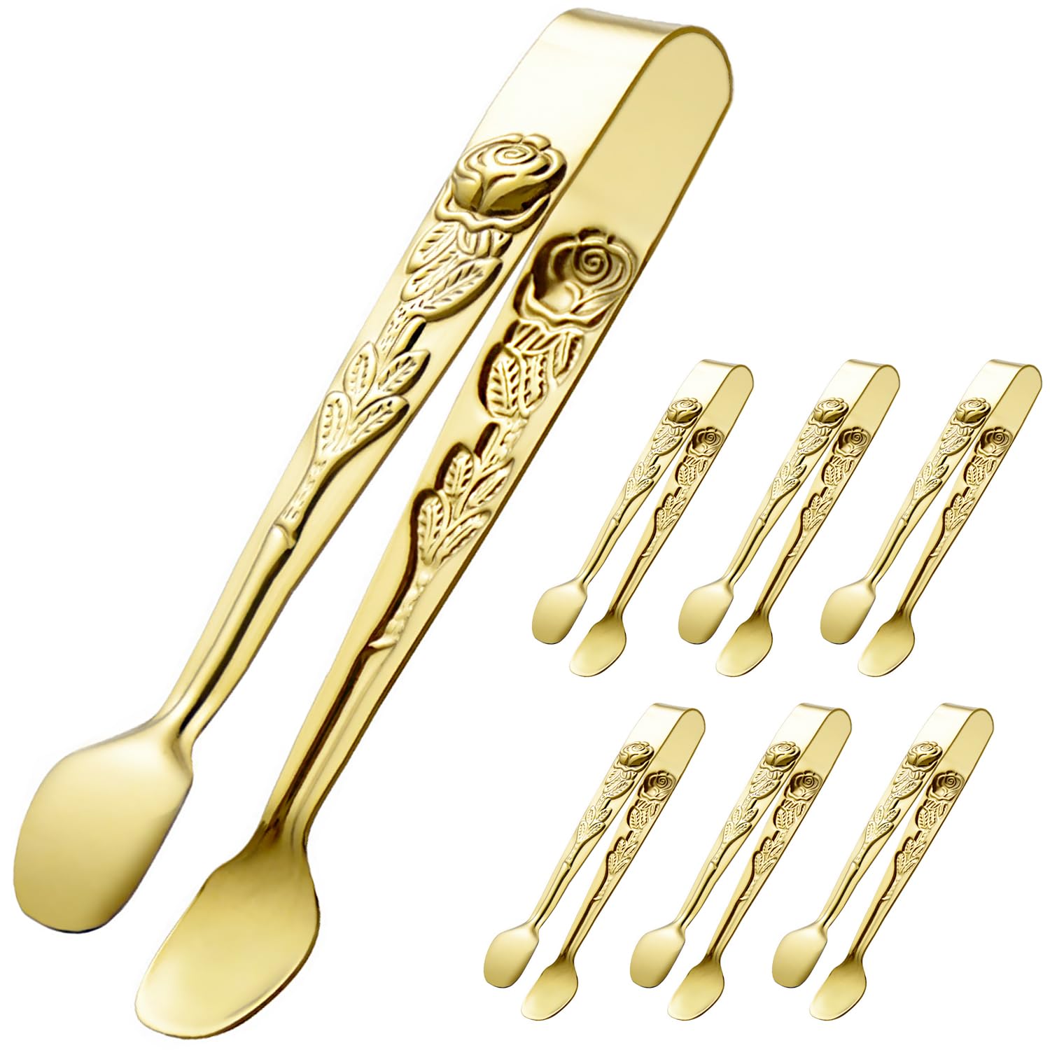 Mini metal tongs 5 inch, small rose gold serving tongs set of 6, multi ...