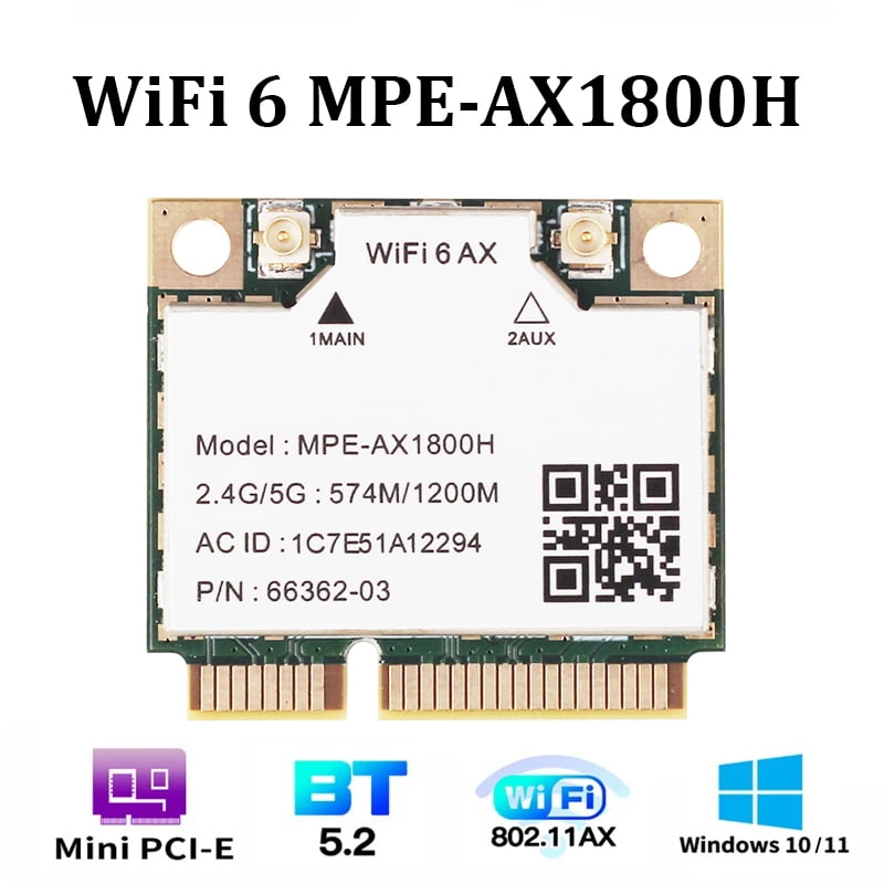 Mini pcie Wi-Fi 6 Card MT7921 Bluetooth 5.2 AX1800 Dual Band WiFi 6 ...
