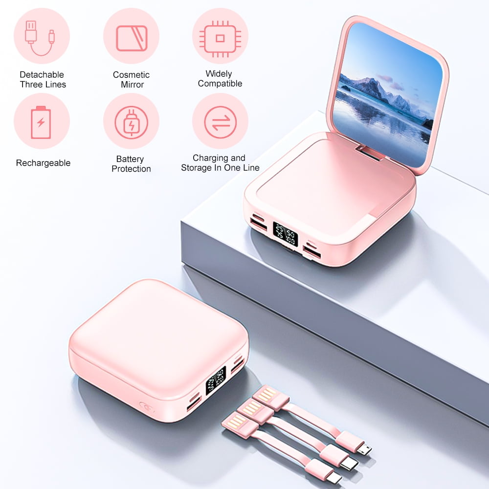 Mini power bank, 20000mAh fast charging power bank with portable mirror ...