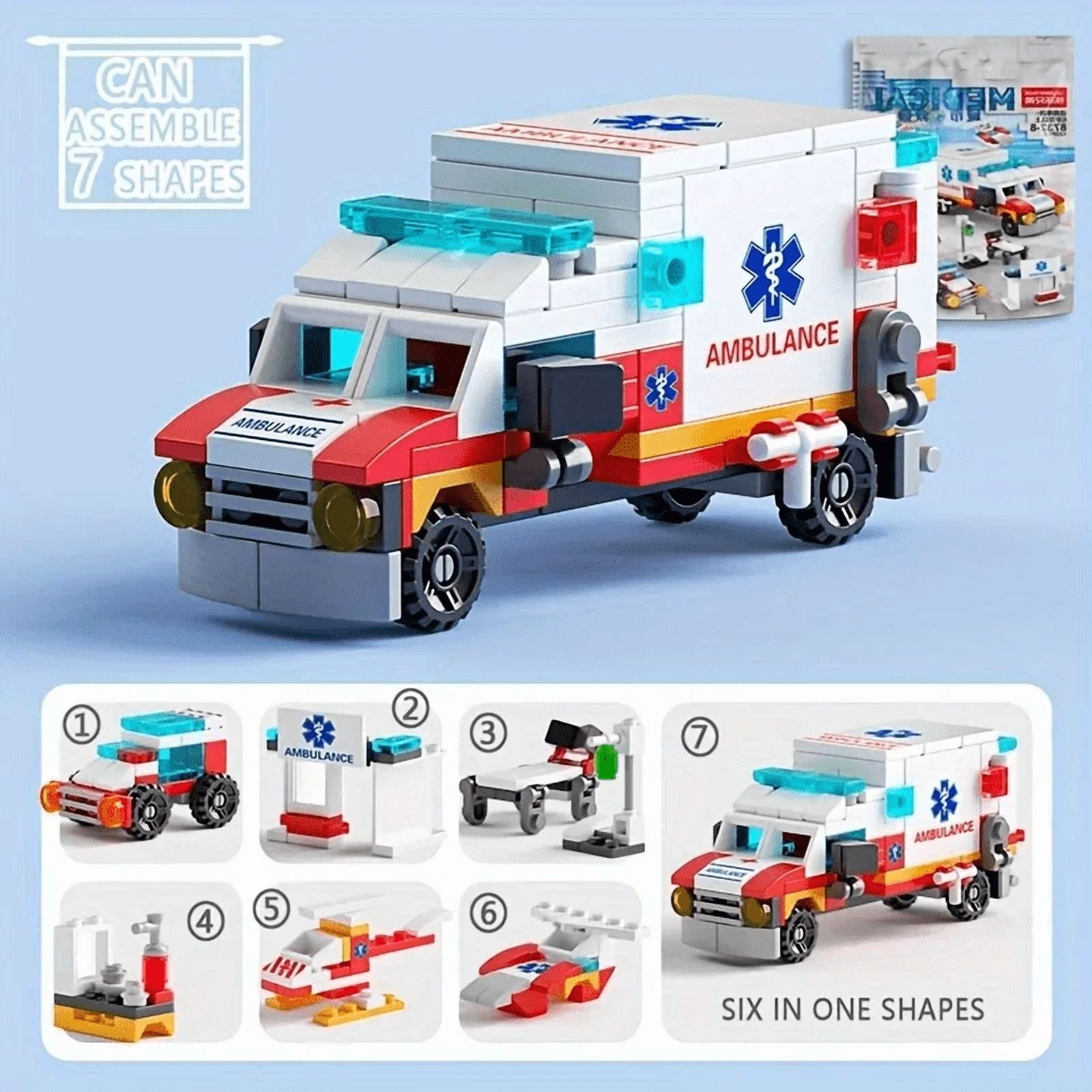 Mini size 6 In 1 Building Blocks DIY Police Car Fire Truck Castle Model ...