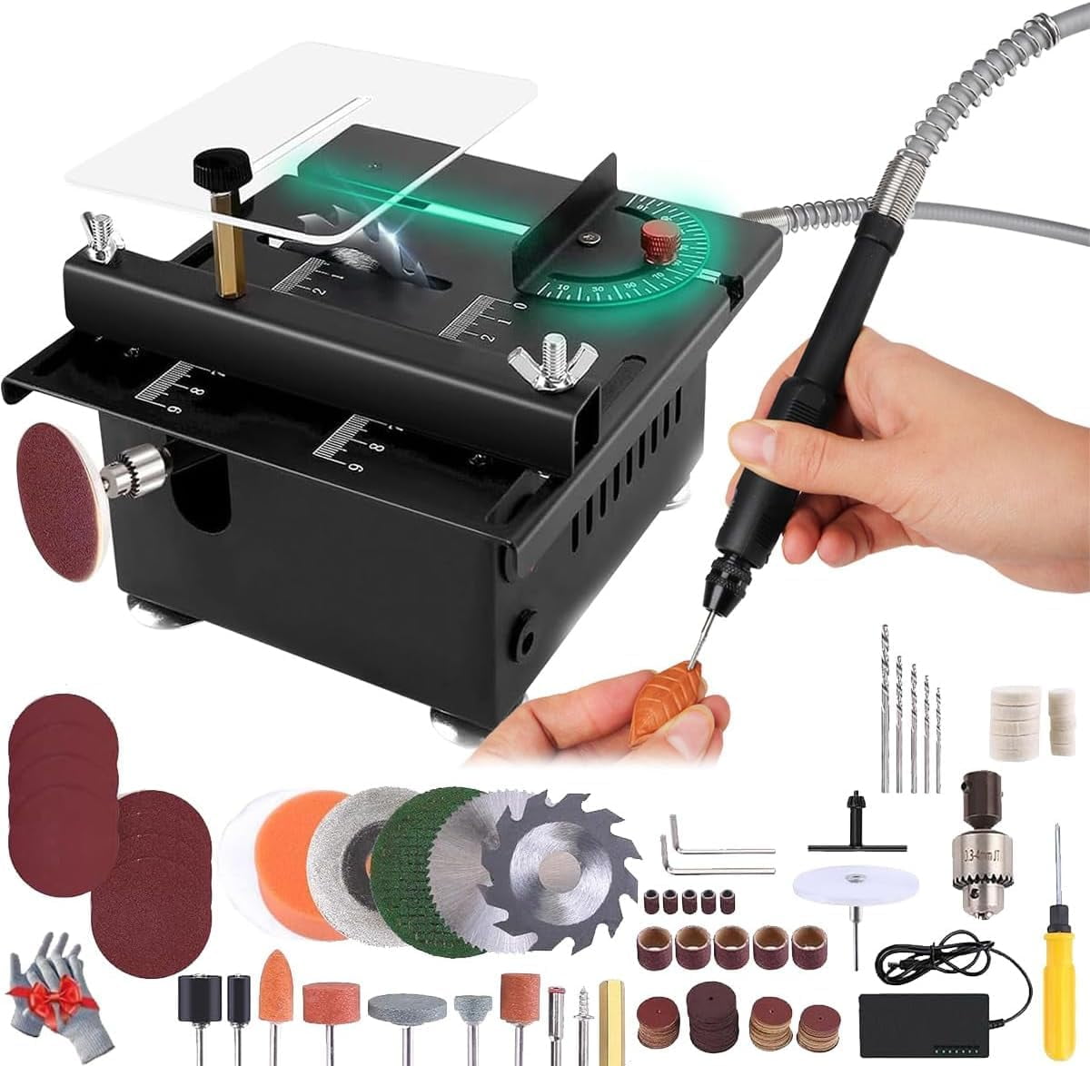 Mini table saw, a mini multifunctional table saw for crafts, with ...