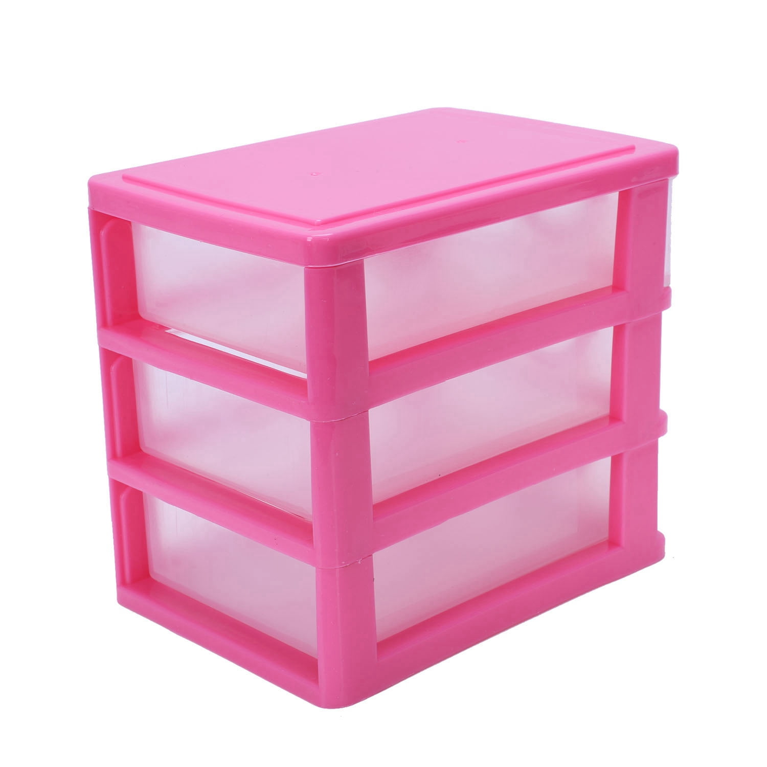 Mini translucent Drawer type plastic Storage Box（rose red 3 Layers ...