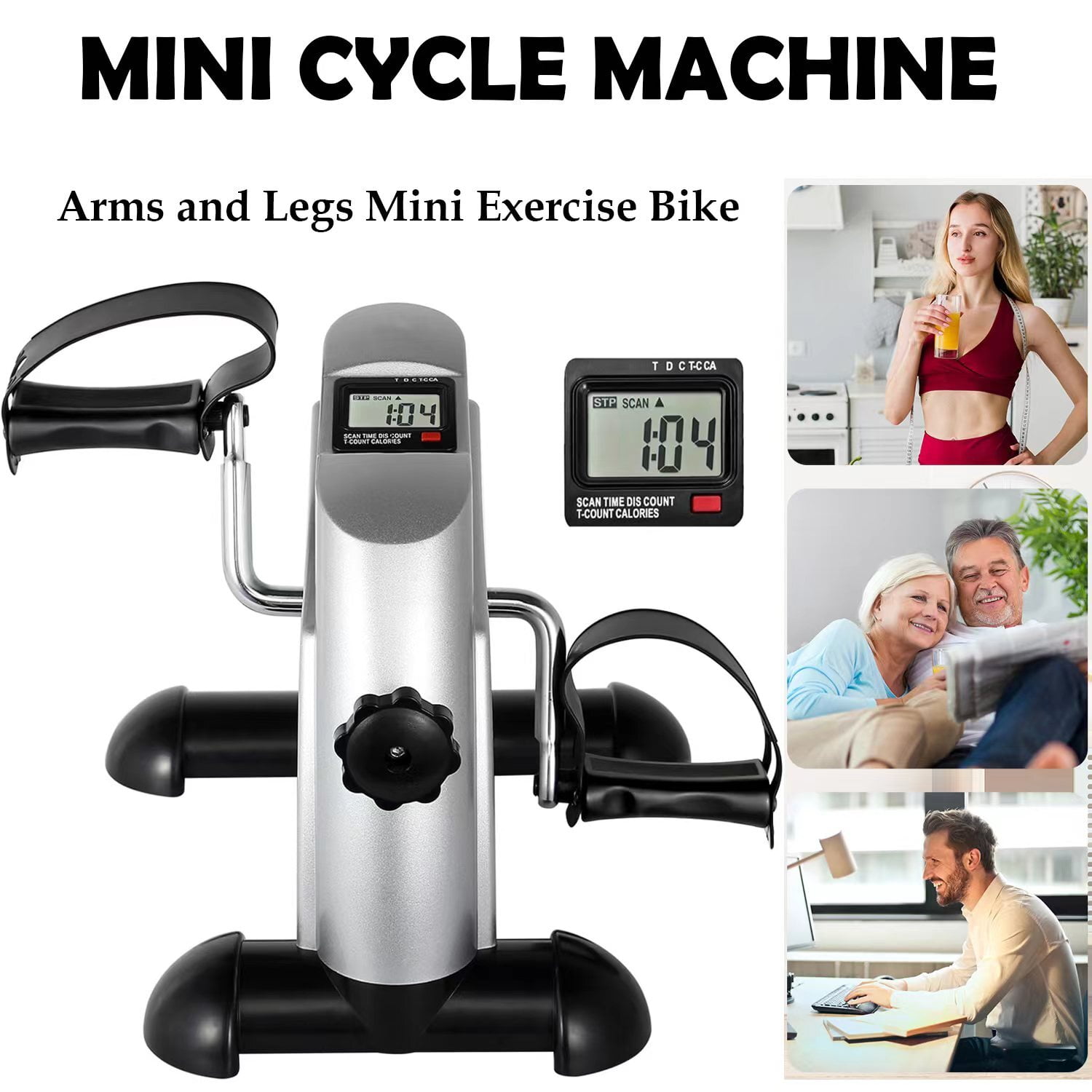 Mini under desks bicycles Stepper Exercise Bike Digital Under Desk Bike with LCD Screen Display ...