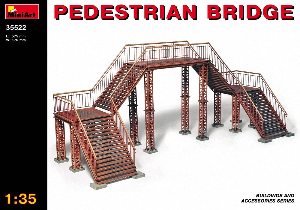 MiniArt 1:35 Scale Pedestrian Bridge Plastic Model Kit, 34.4 x 24.4 x 7 ...