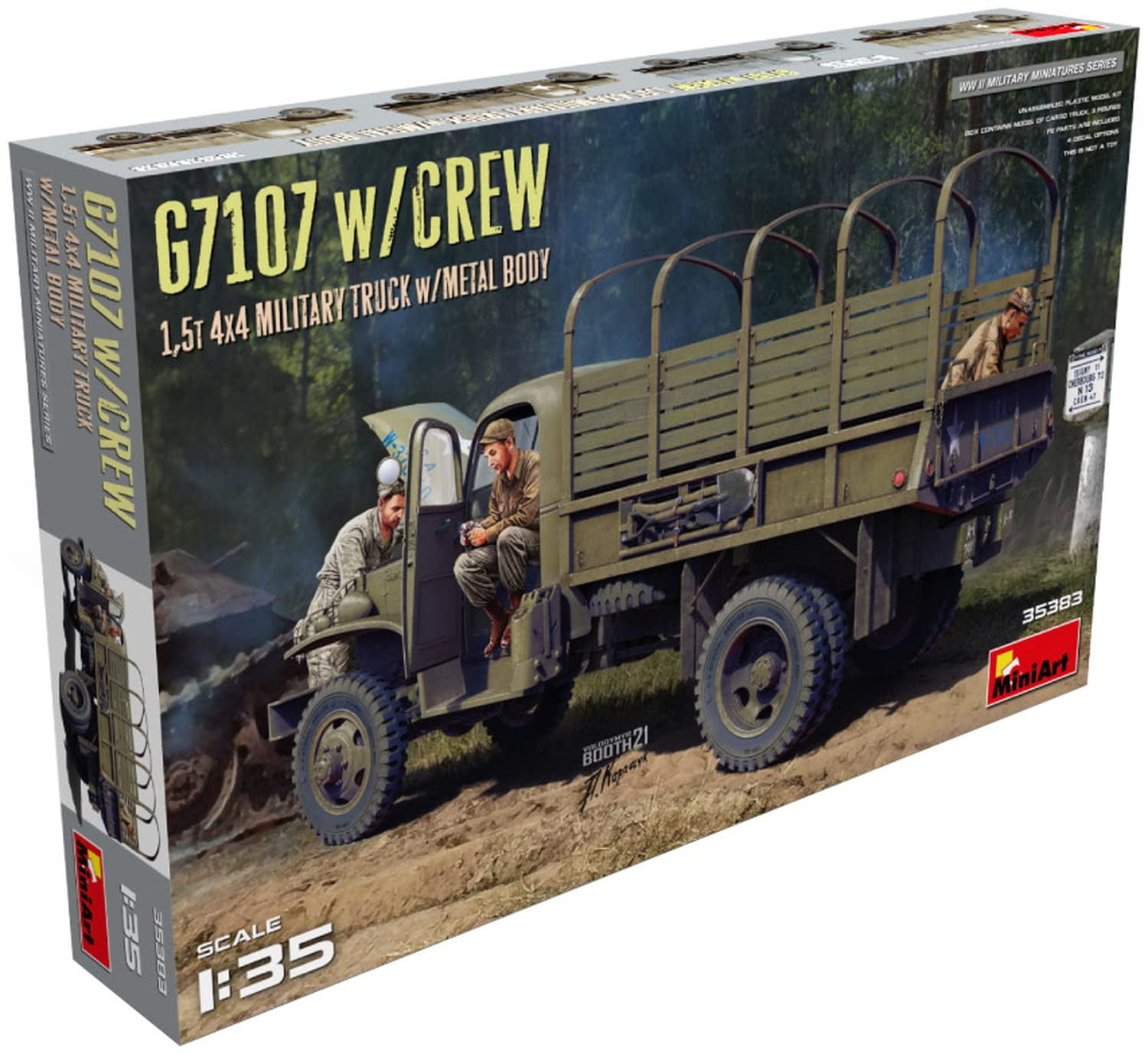 MiniArt MIN35383 1:35-G7107 w/Crew 4x4 Cargo Truck w/Metal Body, Molded ...