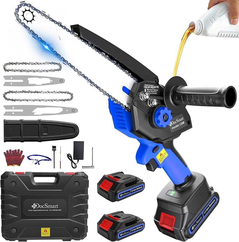 MiniChainsaw Cordless, 8 inch & 6 inch Electric Chain Saw with 2 Pack ...