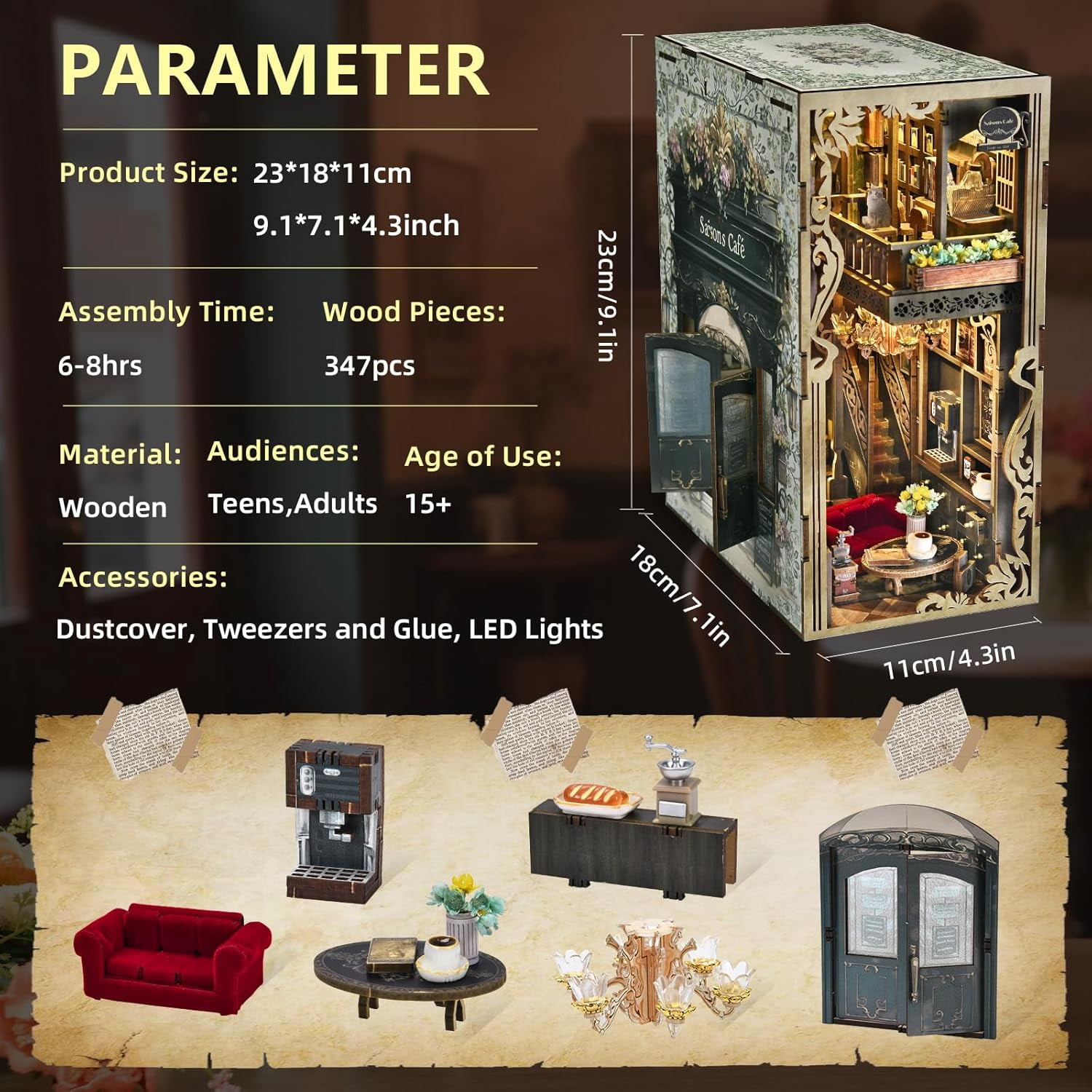 MiniCity Book Nook Kit, Miniature Dollhouse Book Nook Kit with Dust ...