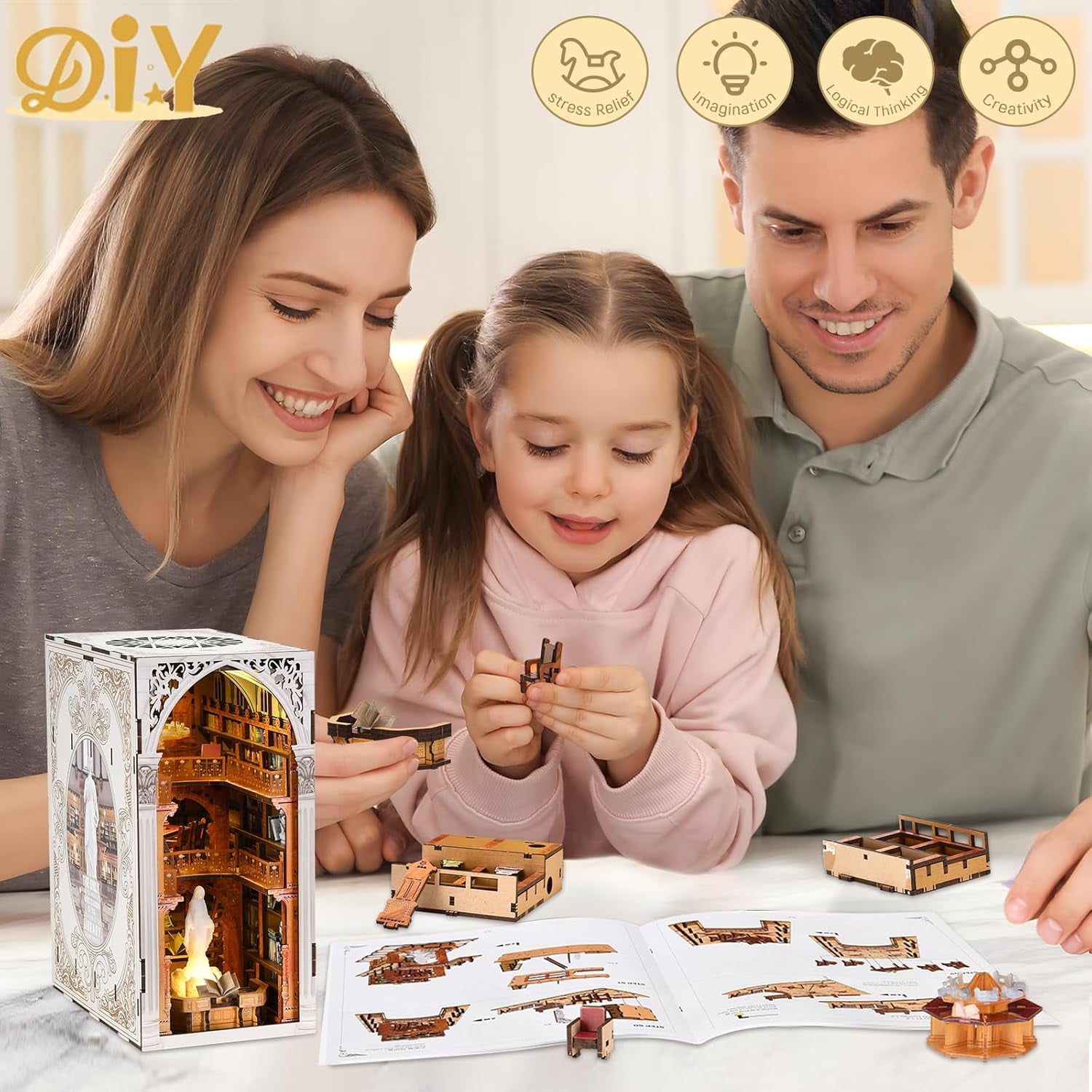 MiniCity Book Nook Kit, Miniature Dollhouse Booknook Kit with Led Light ...