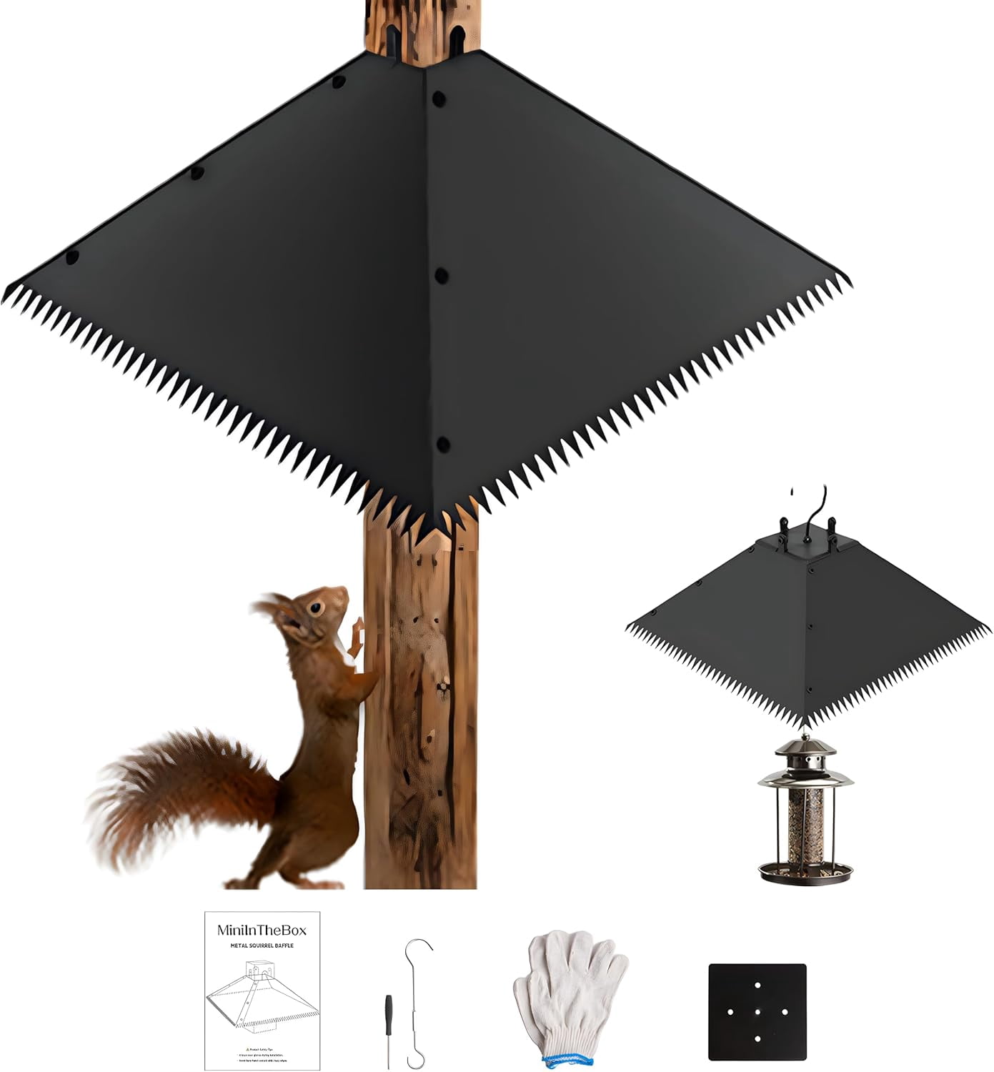 MiniInTheBox Squirrel Baffle for Bird Feeder Pole,Metal Guard for ...