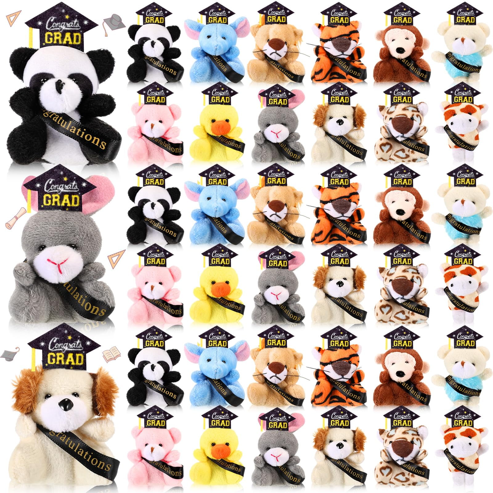 MiniInflat 36 Pcs Mini Graduation Stuffed Animal Bulk Tiny Congrats ...