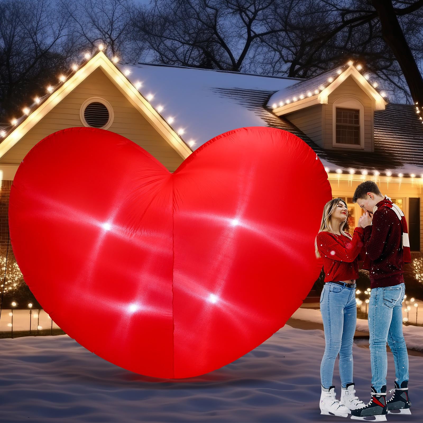 MiniInflat 7ft Valentine's Day Inflatable Heart with LED Light Giant ...