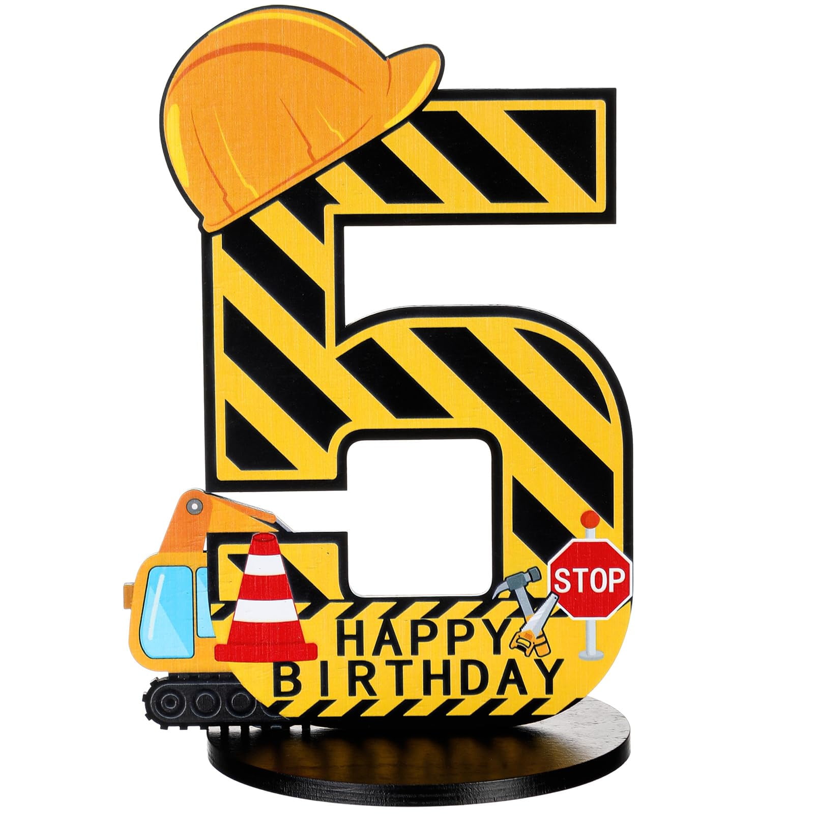 MiniInflat Construction 5th Birthday Number Sign FST1 Centerpiece Truck ...