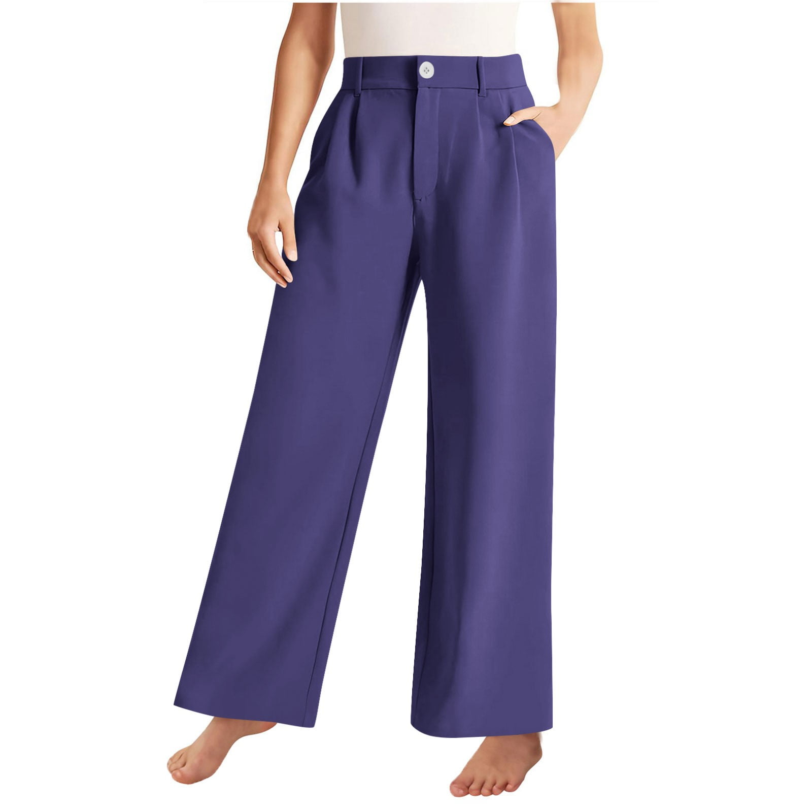 MiniJoyBee Girls Elastic Waist Wide Leg Dress Pants Business Casual ...
