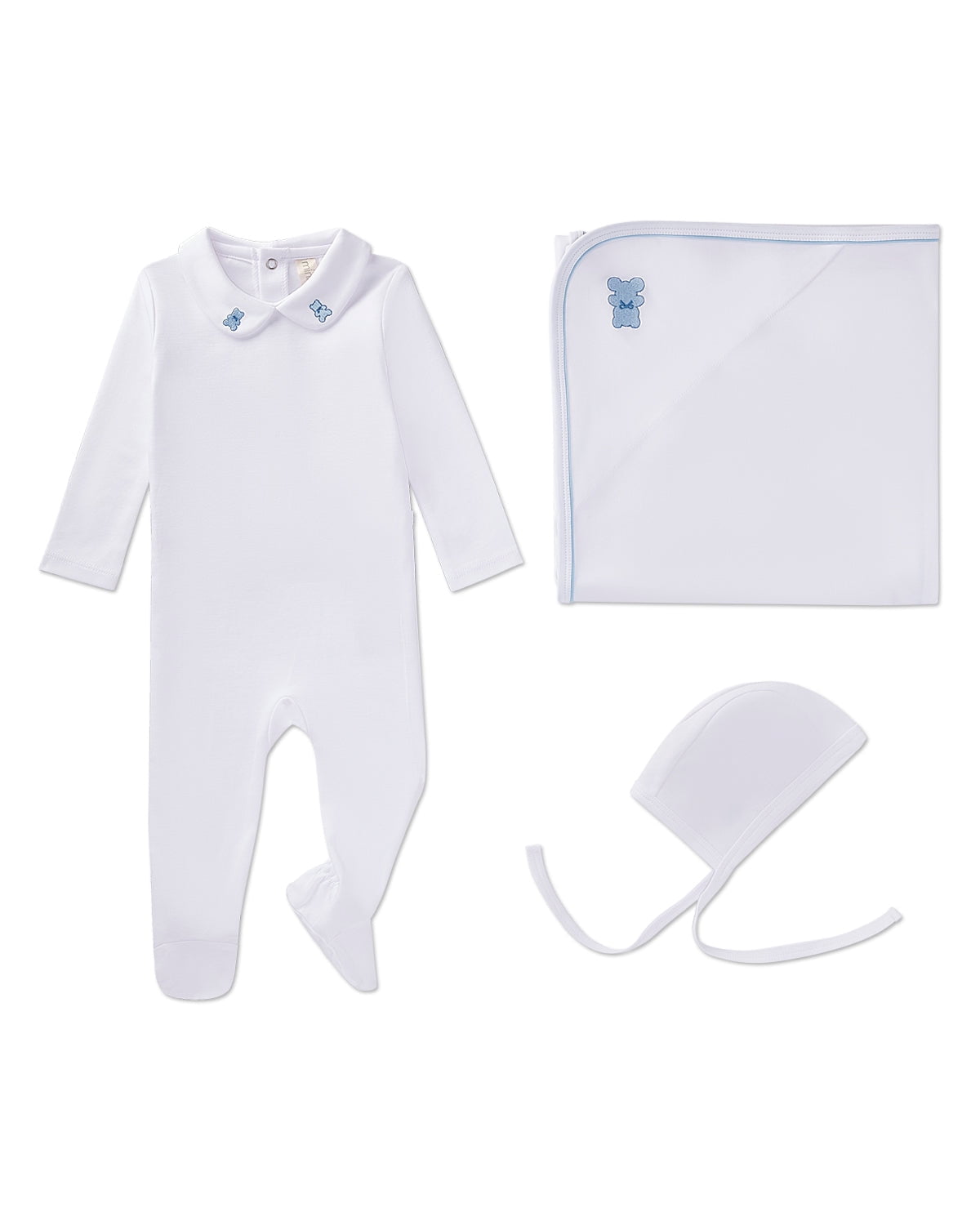 MiniMoi 3 Piece Baby Boys 100% Pima Cotton Footie Set with Peter Pan ...