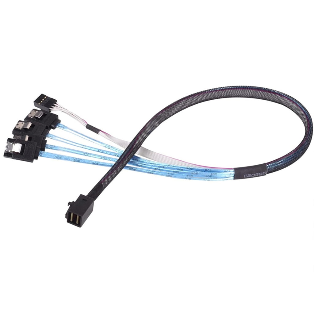 MiniSAS Host SFF-8643 to 4SATA Backplanes Cable, 0.5M with Sideband for ...