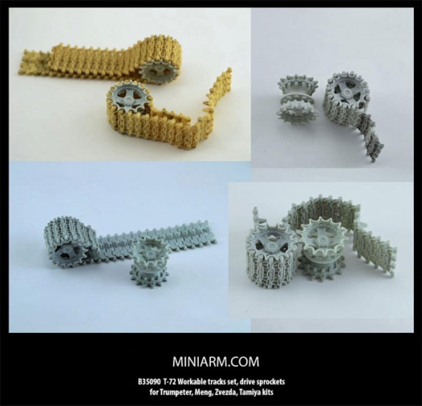 Miniarm 1:35 T-72 Workable Tracks Set & Drive Sprockets for TRP Meng ...