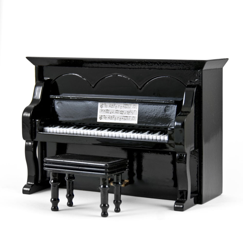 Miniature 18 Note Musical Hi-Gloss Black Upright Piano With Bench - Ave ...