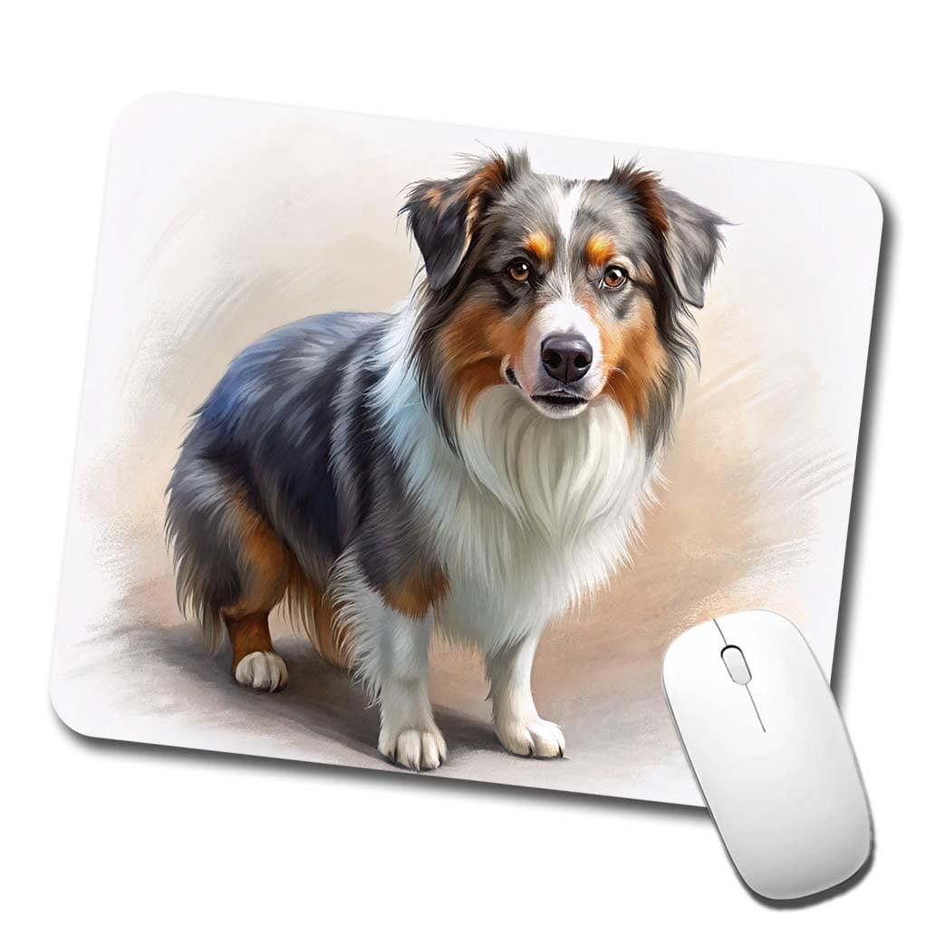 Miniature American Shepherd Dog Illustration Mouse Pad Low Profile ...